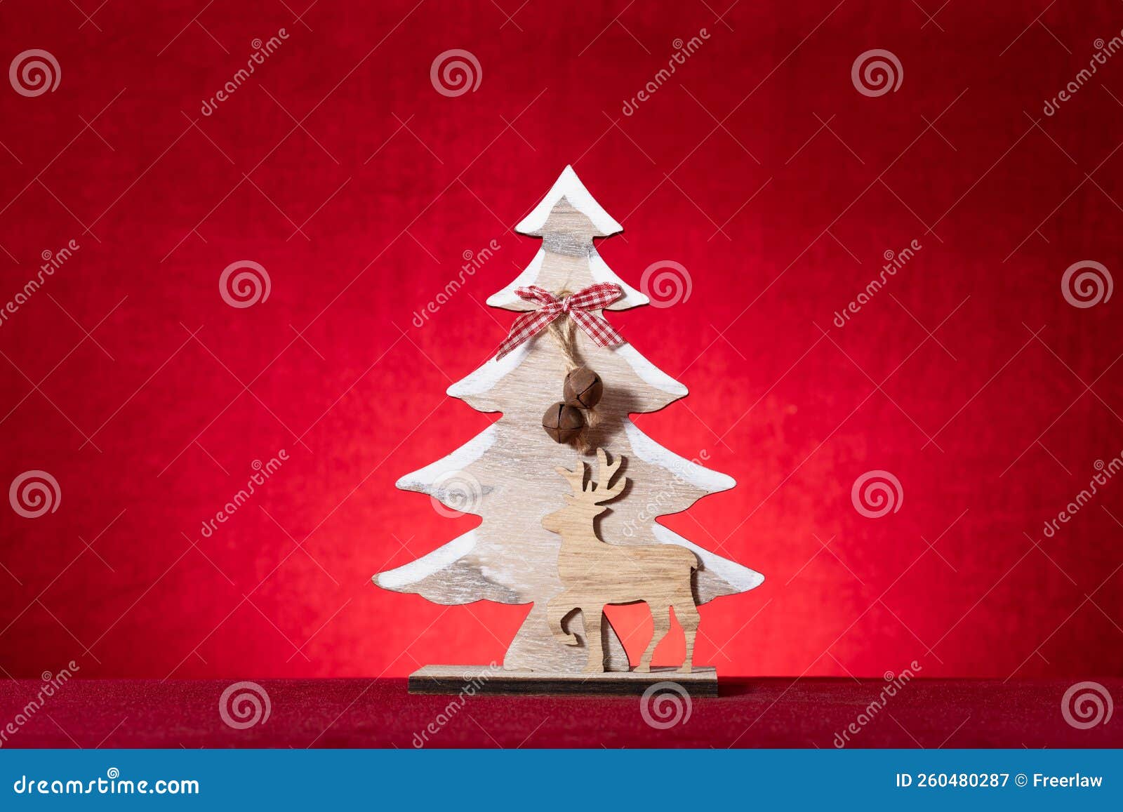 A Christmas Tree on a Red Background Horizontal Composition Stock Image ...