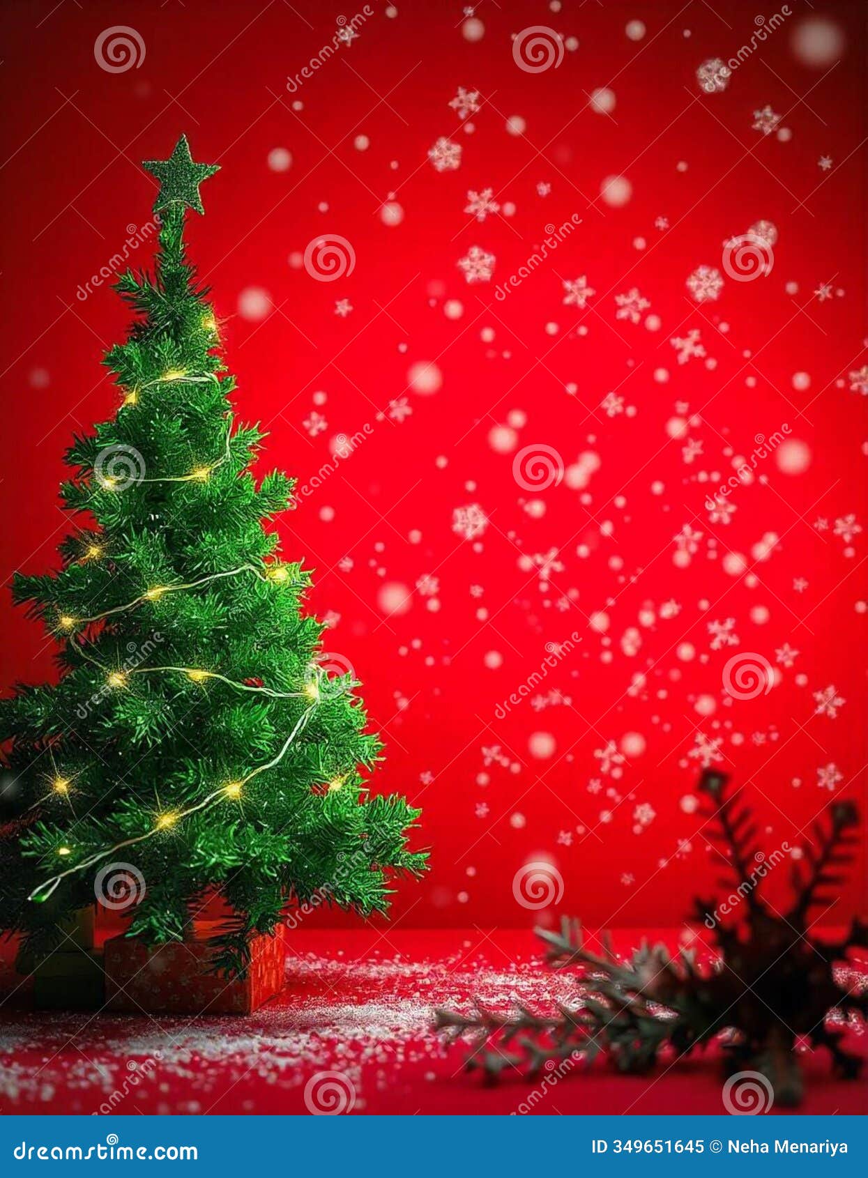 Christmas Tree with Red Background, Wallpaper Stock Image - Image of ...