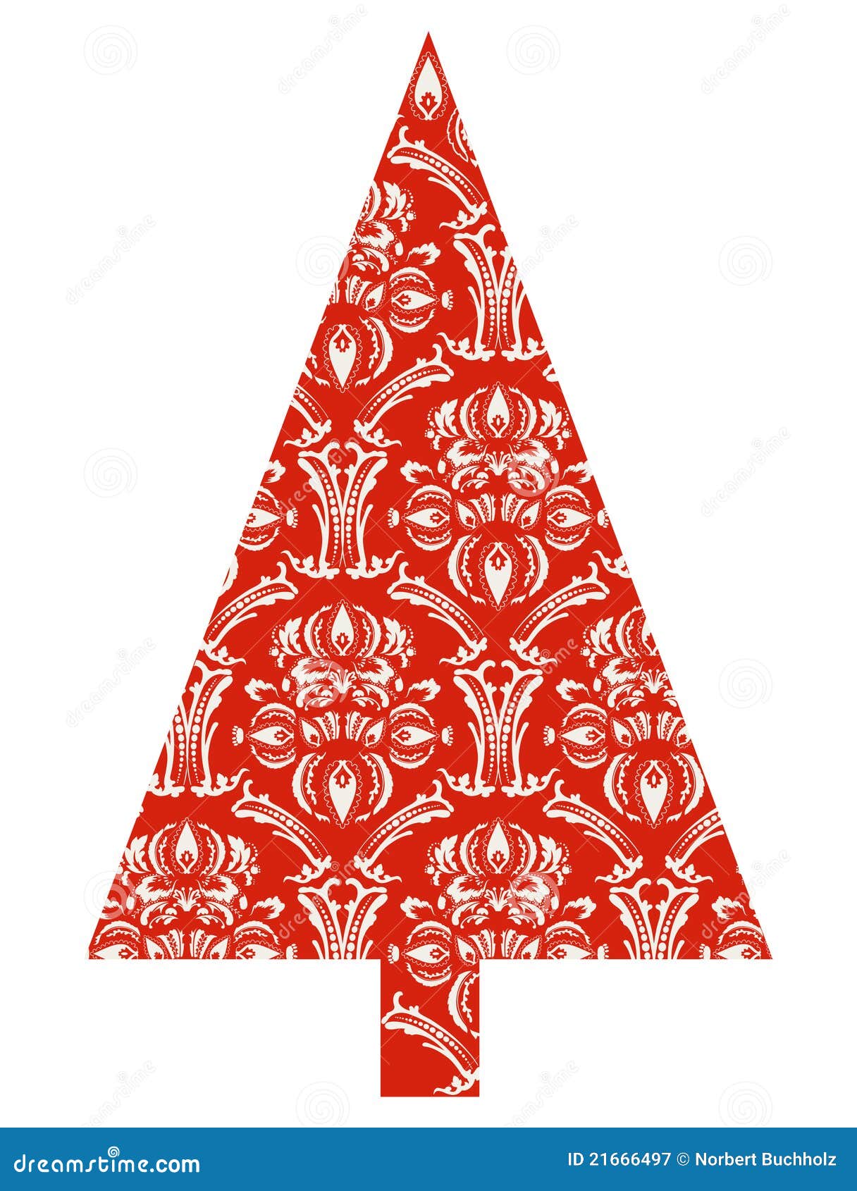Christmas Tree with Red Pattern Stock Vector - Illustration of woven ...