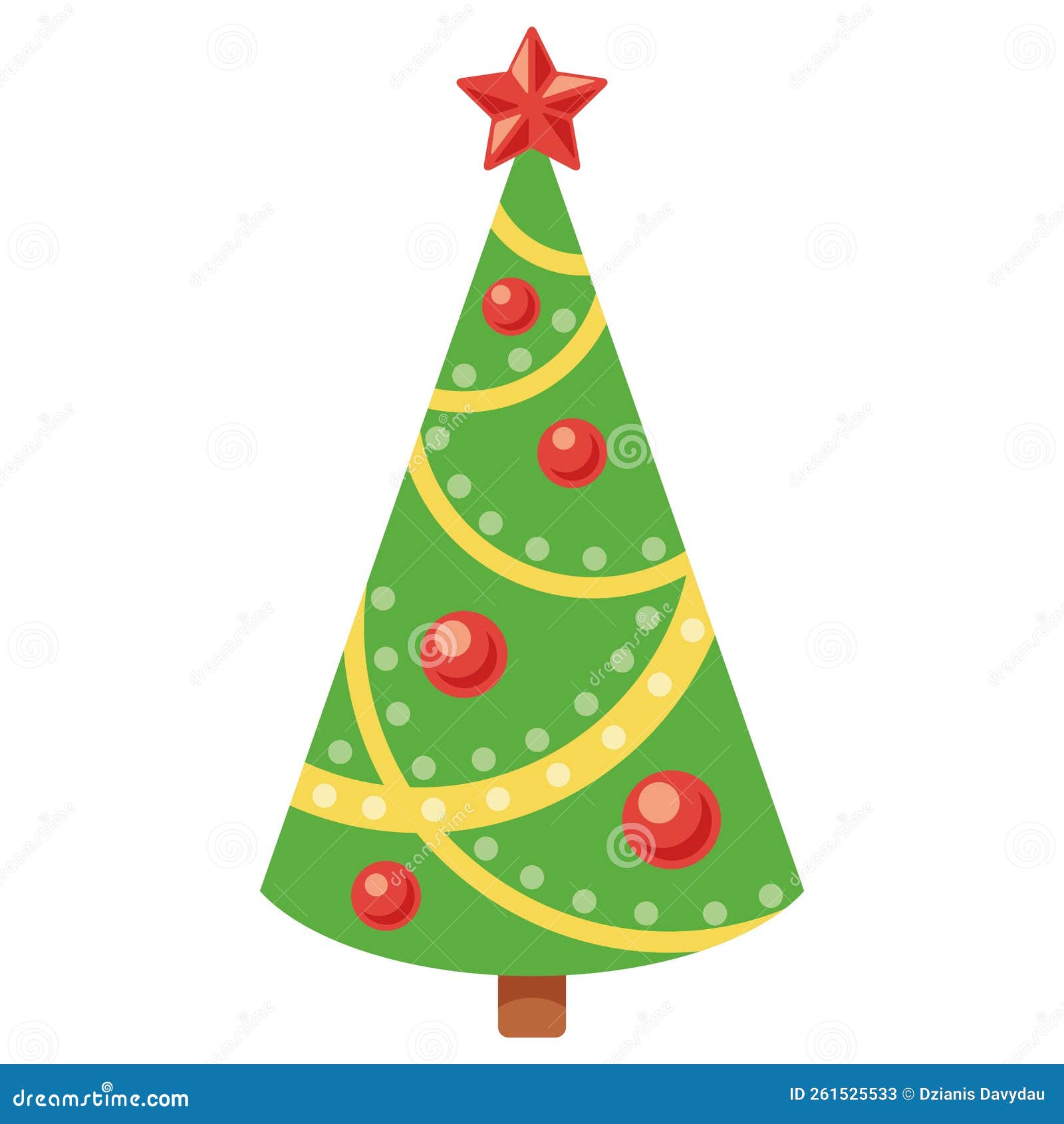 Christmas Tree with Red Star Vector Illustration Stock Vector ...