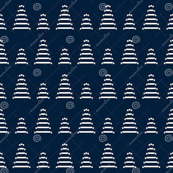Christmas Tree Repeat Pattern. Blue Print Stock Vector - Illustration ...