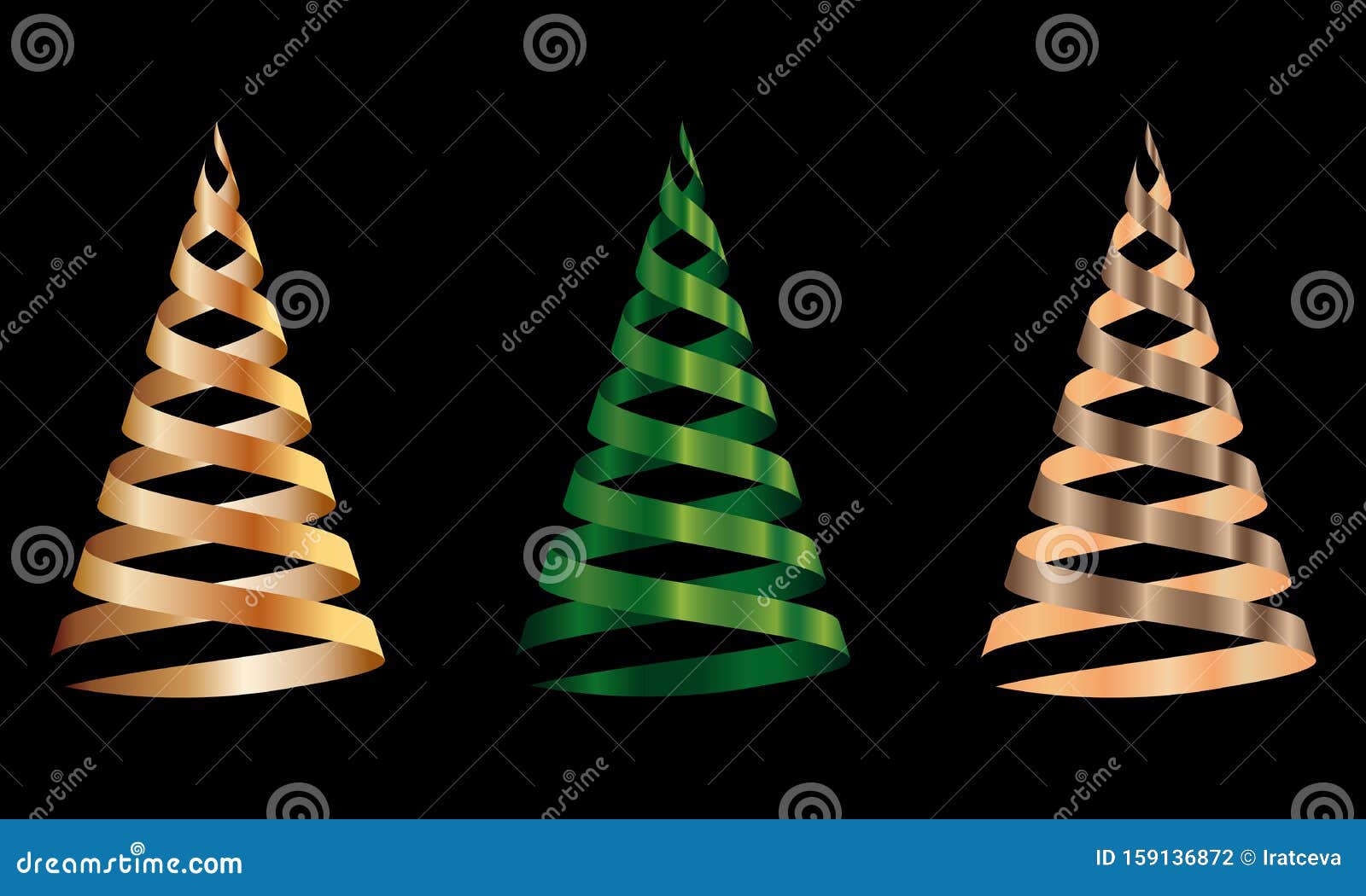 Christmas tree from ribbon stock vector. Illustration of riband - 159136872