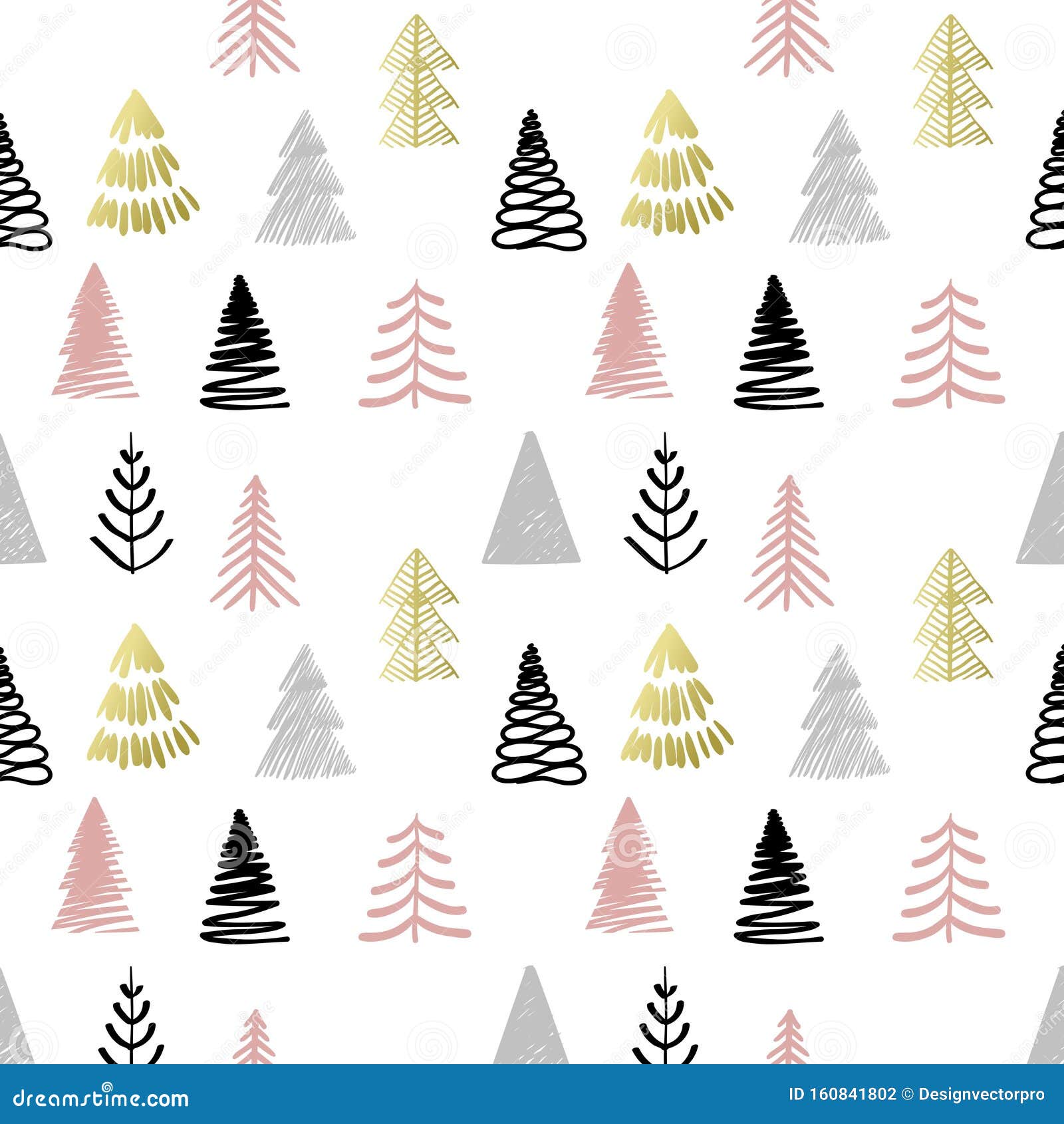 Christmas Tree in Scandinavian Style Seamless Pattern Stock Vector ...