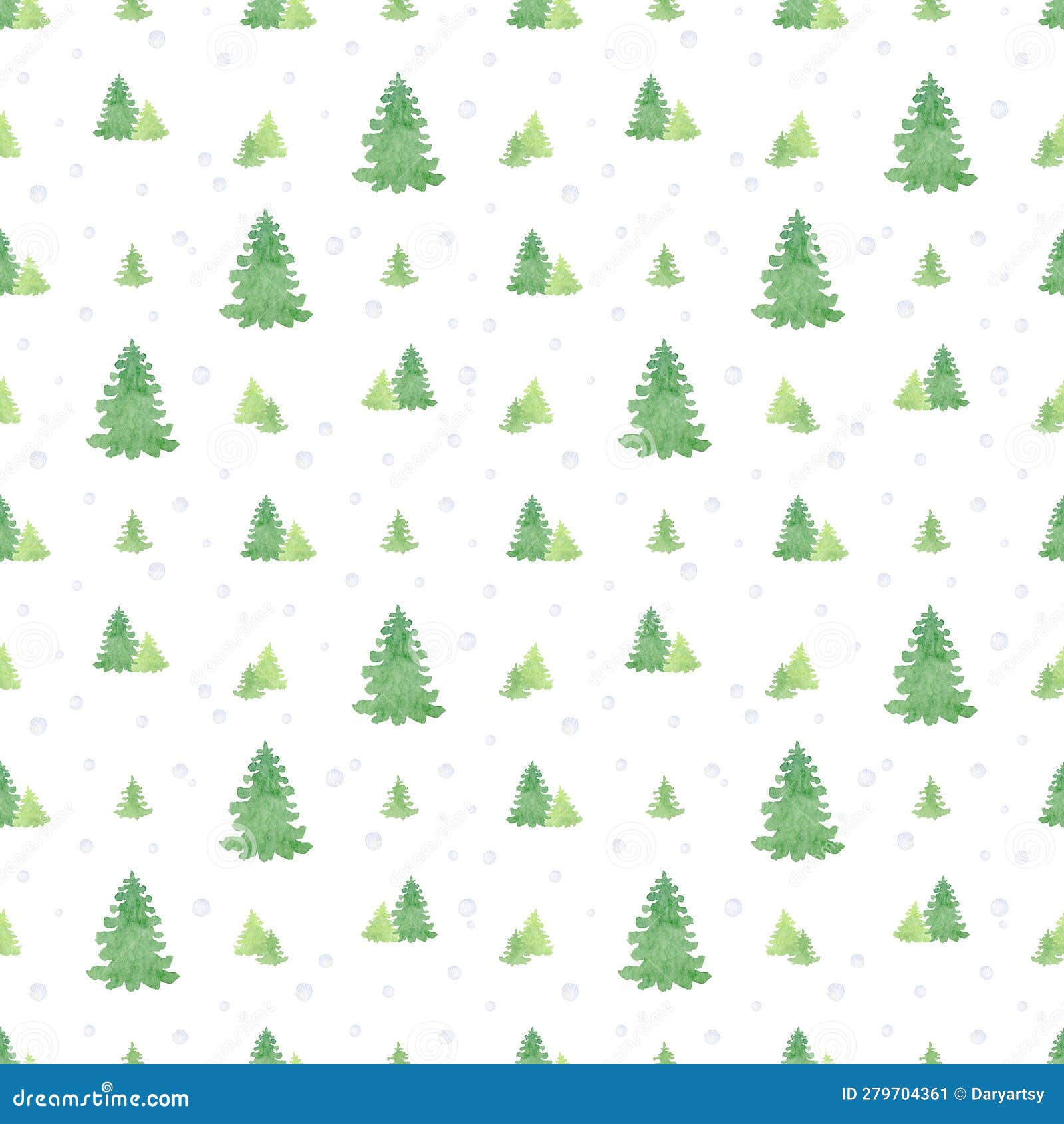 Christmas Tree Seamless Pattern, Wrapping Paper on White Background ...