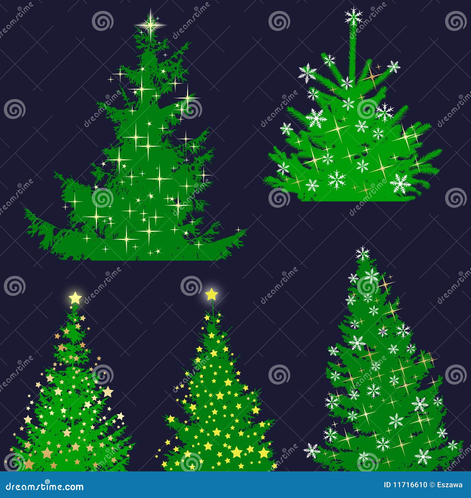 Christmas Tree Set, Elements for Design Stock Vector - Illustration of ...