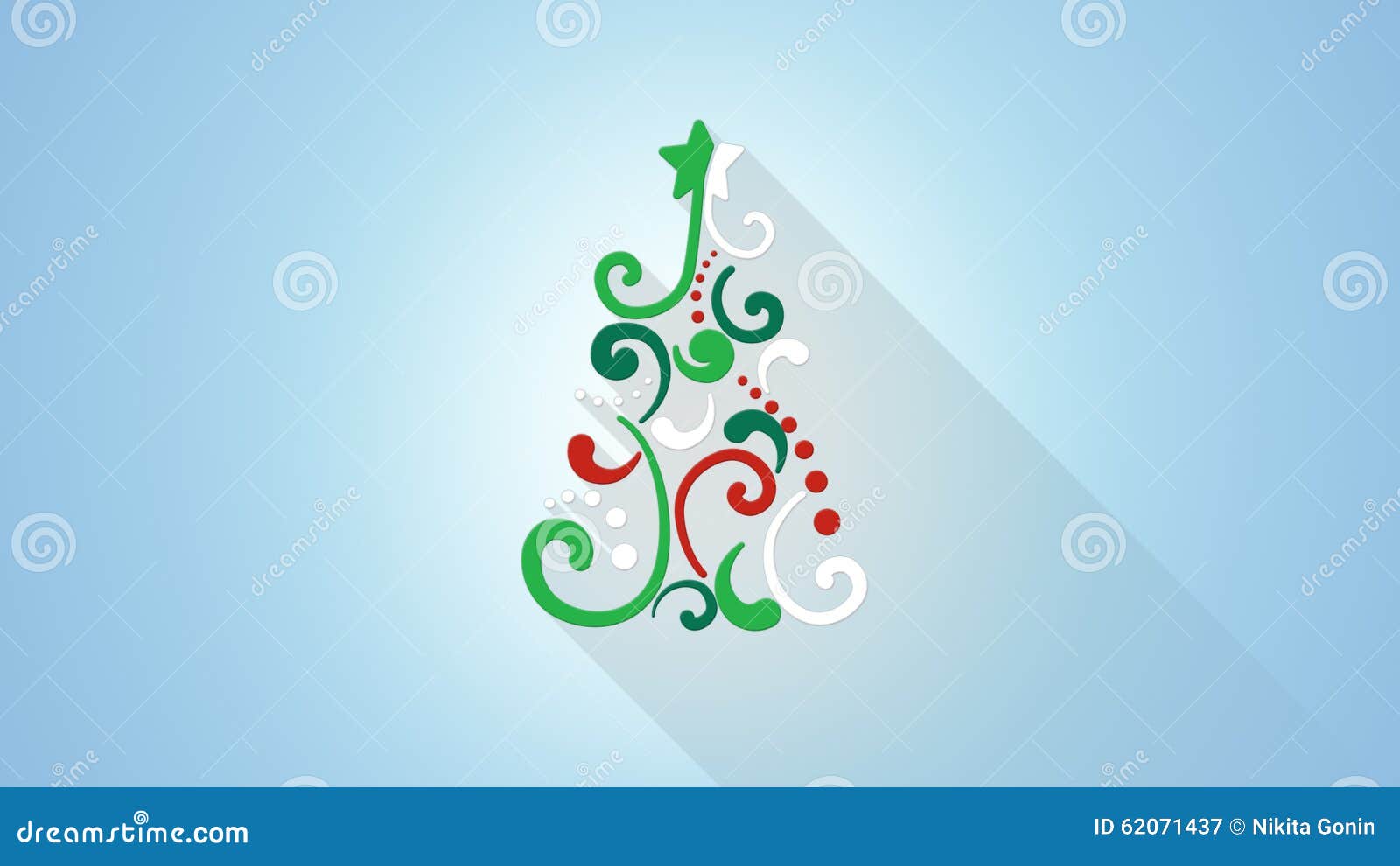 Christmas Tree Shape Flat Style with Long Shadows Stock Illustration ...