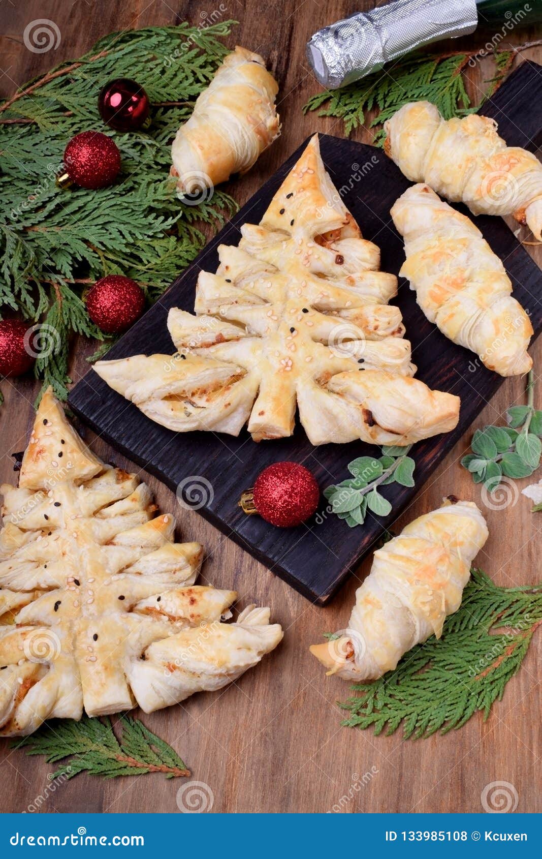 Christmas Tree Shaped Puff with Cheese. Stock Photo - Image of bakery ...