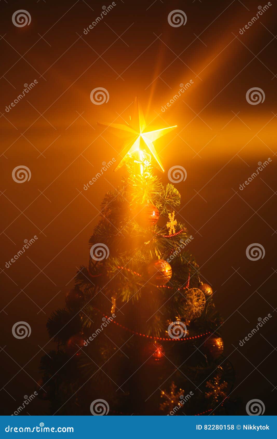 Christmas Tree with Shining Star Stock Photo - Image of abstract ...