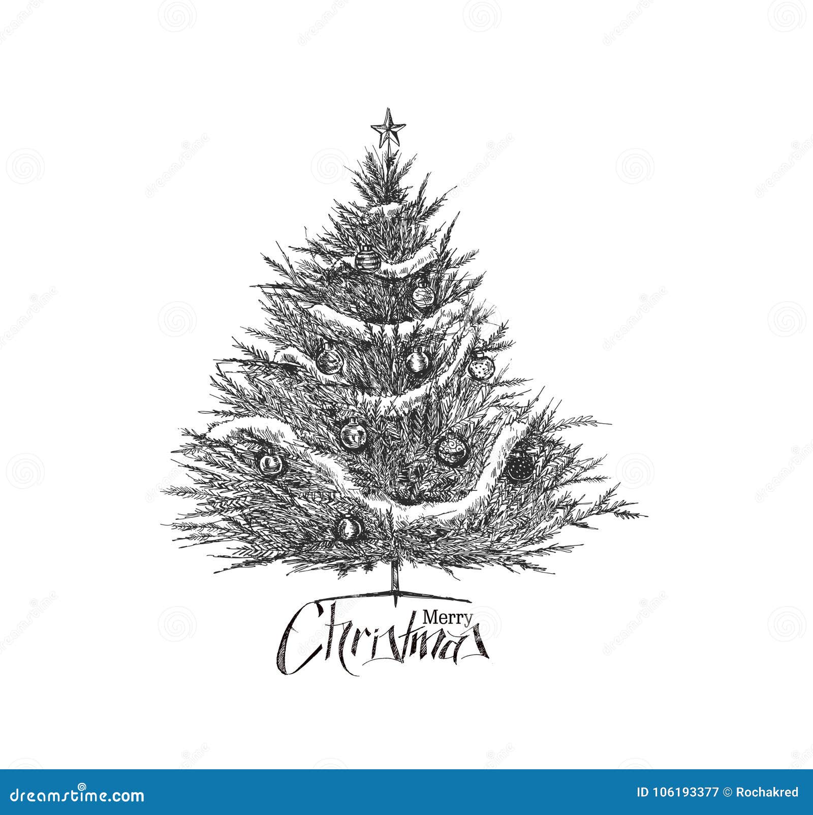 Christmas tree sketch stock vector. Illustration of grunge - 106193377