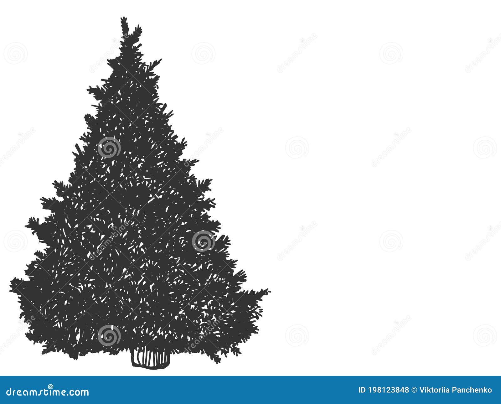 Christmas Tree. Sketch Scratch Board Imitation. Black and White Stock ...