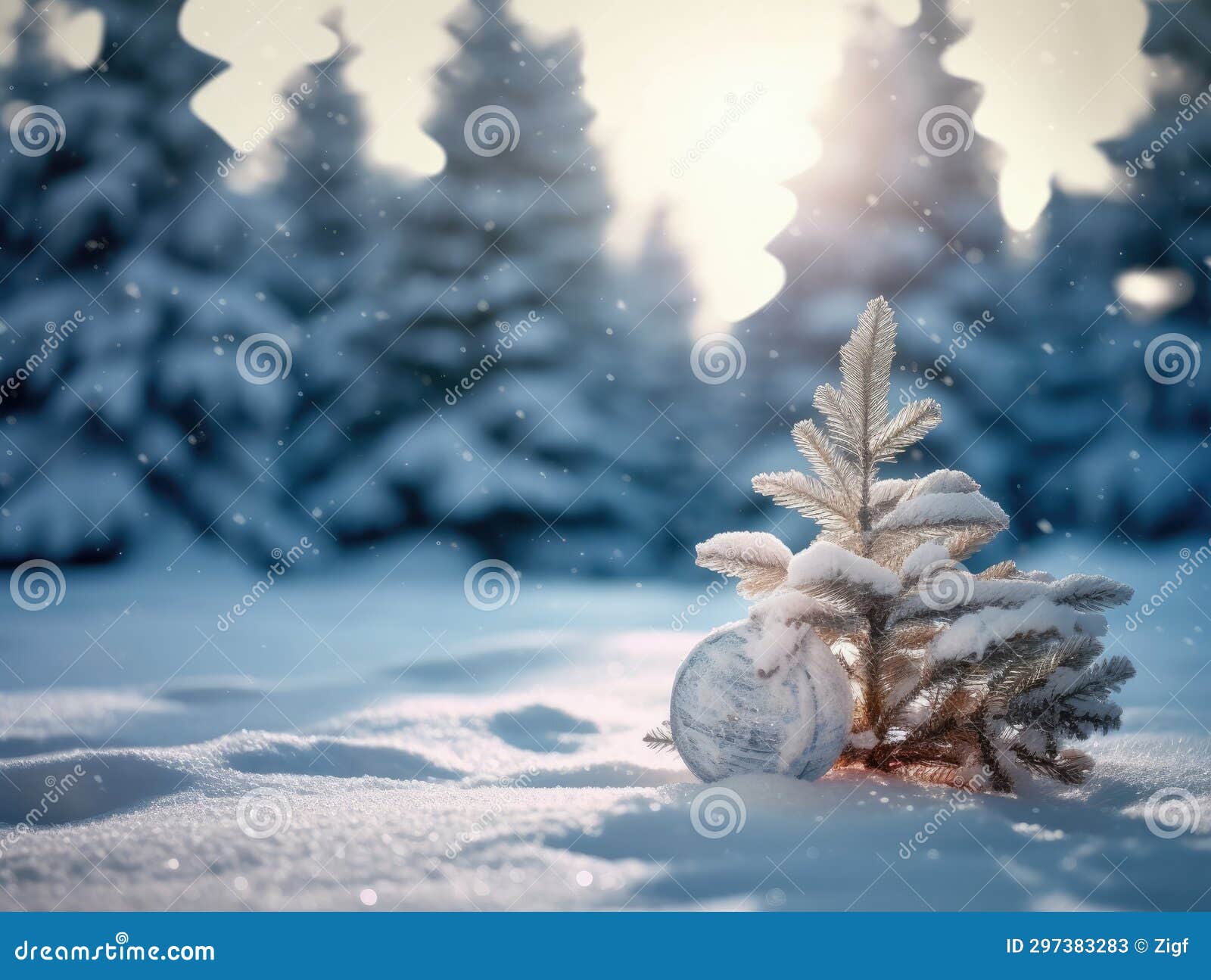 Christmas Tree in a Snow Covered Field Stock Illustration ...