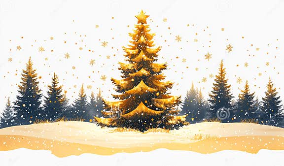 A Christmas Tree with Snow Falling on it Stock Photo - Image of light ...