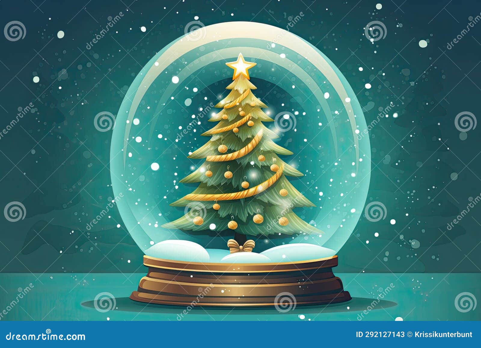 Christmas Tree in Snow Globe AI Generated Stock Illustration ...