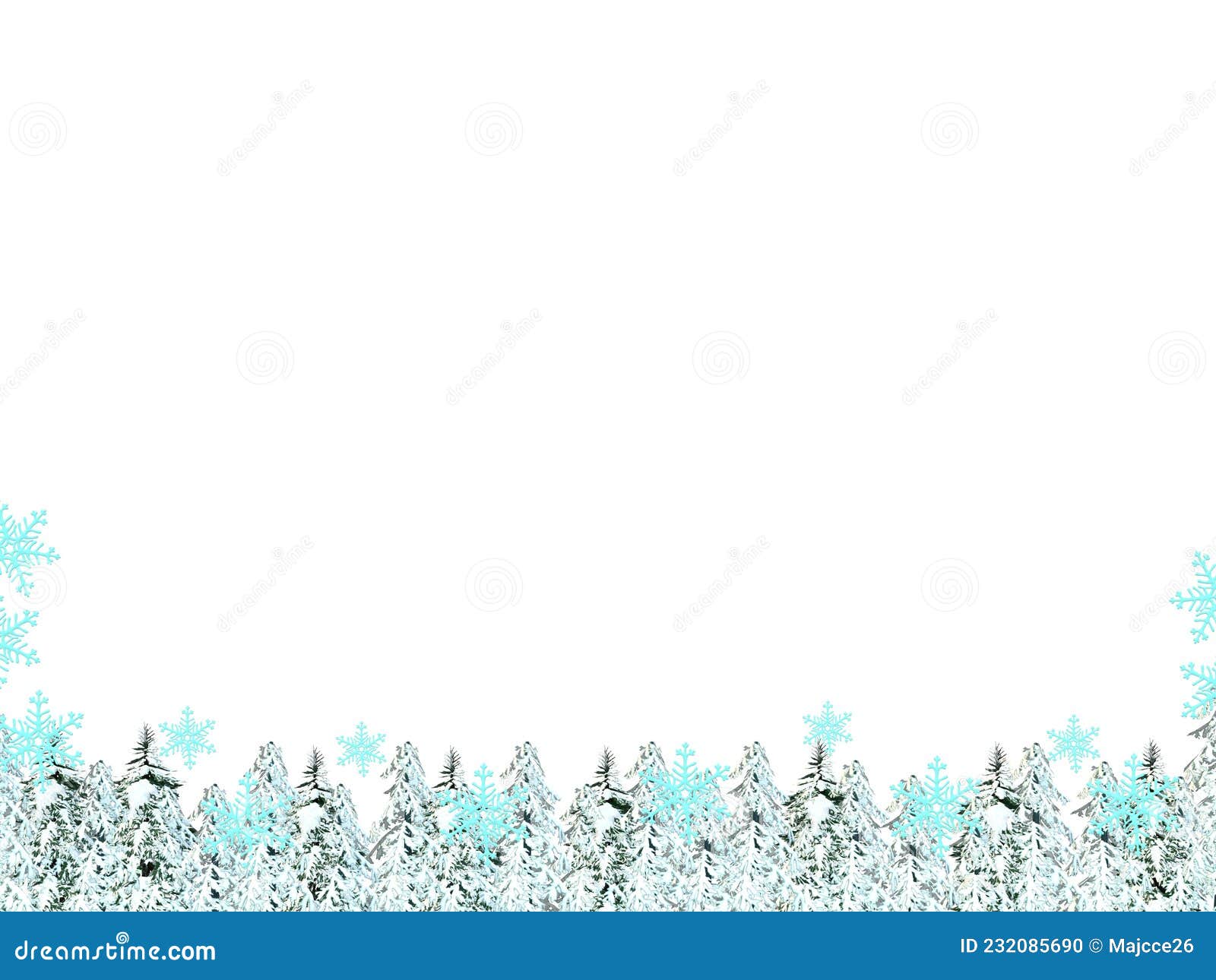 Christmas Tree Snow Snowflakes Border Stock Illustration - Illustration ...