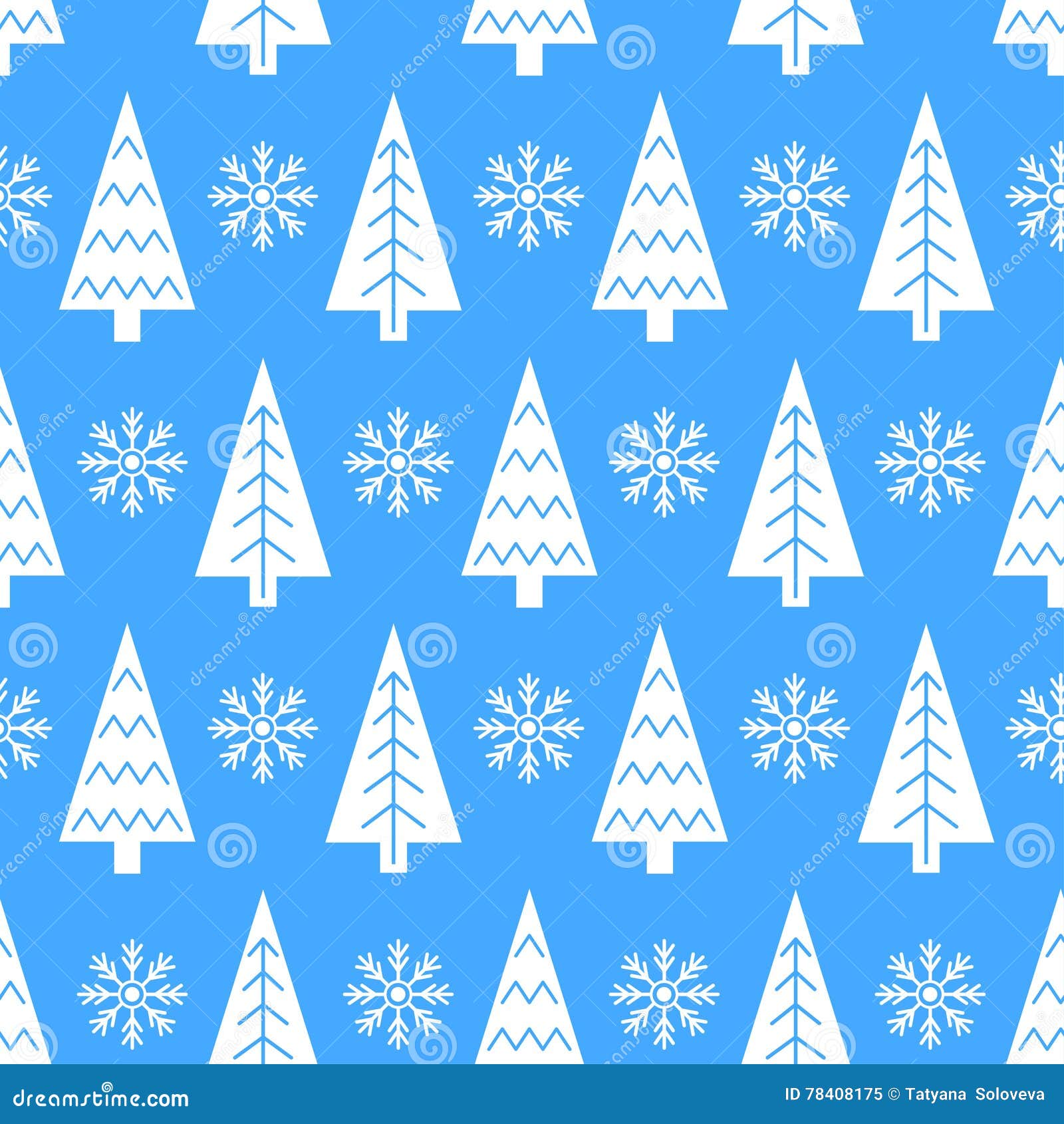 Christmas Tree and Snowflake Vector Seamless Pattern. Stock Vector ...