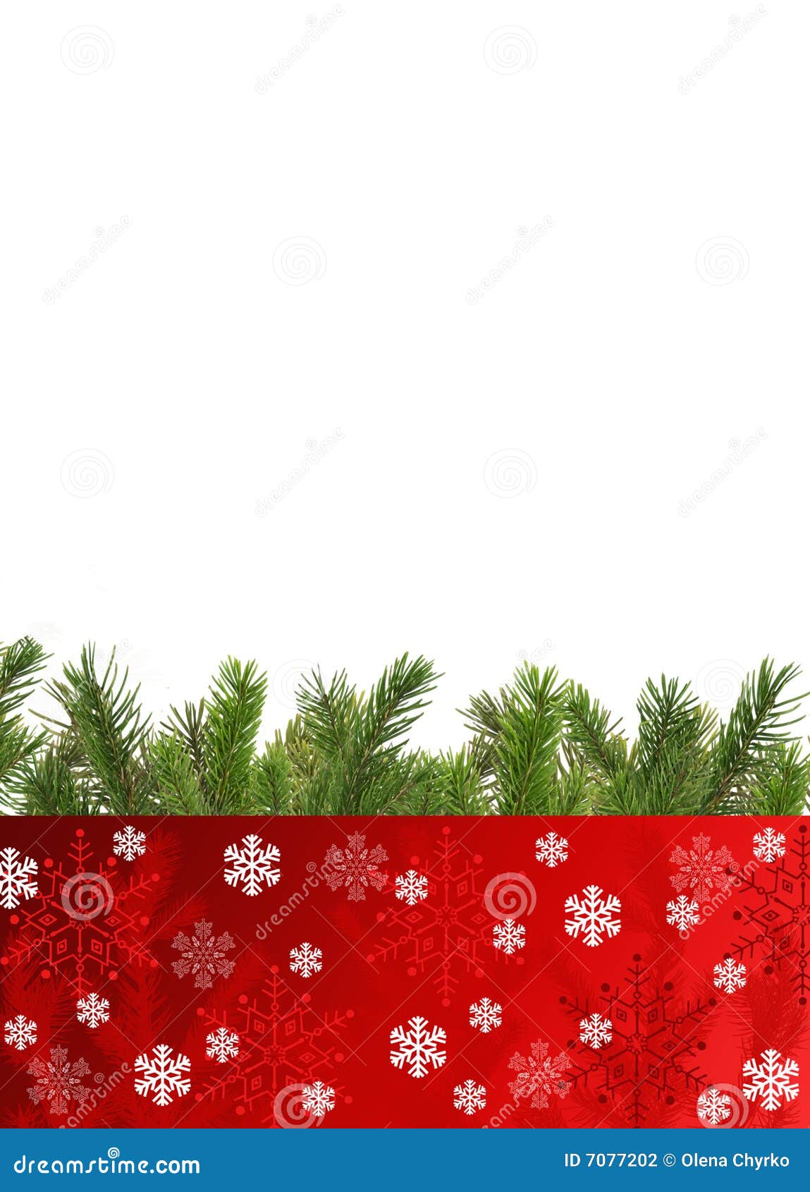 Christmas Tree and Snowflakes. Border Stock Illustration - Illustration ...