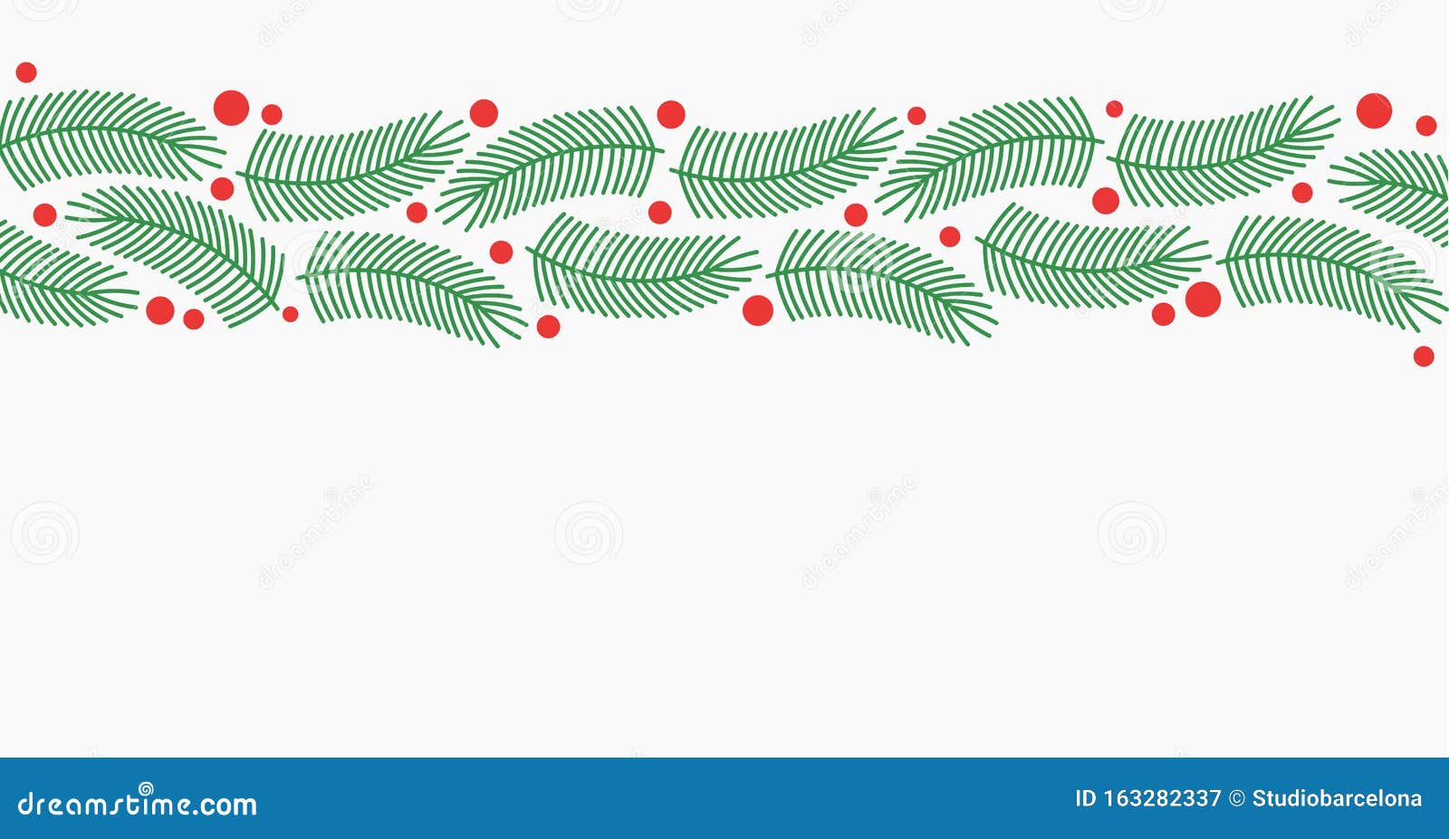 Christmas Tree Spruce Branches Border Stock Vector - Illustration of ...