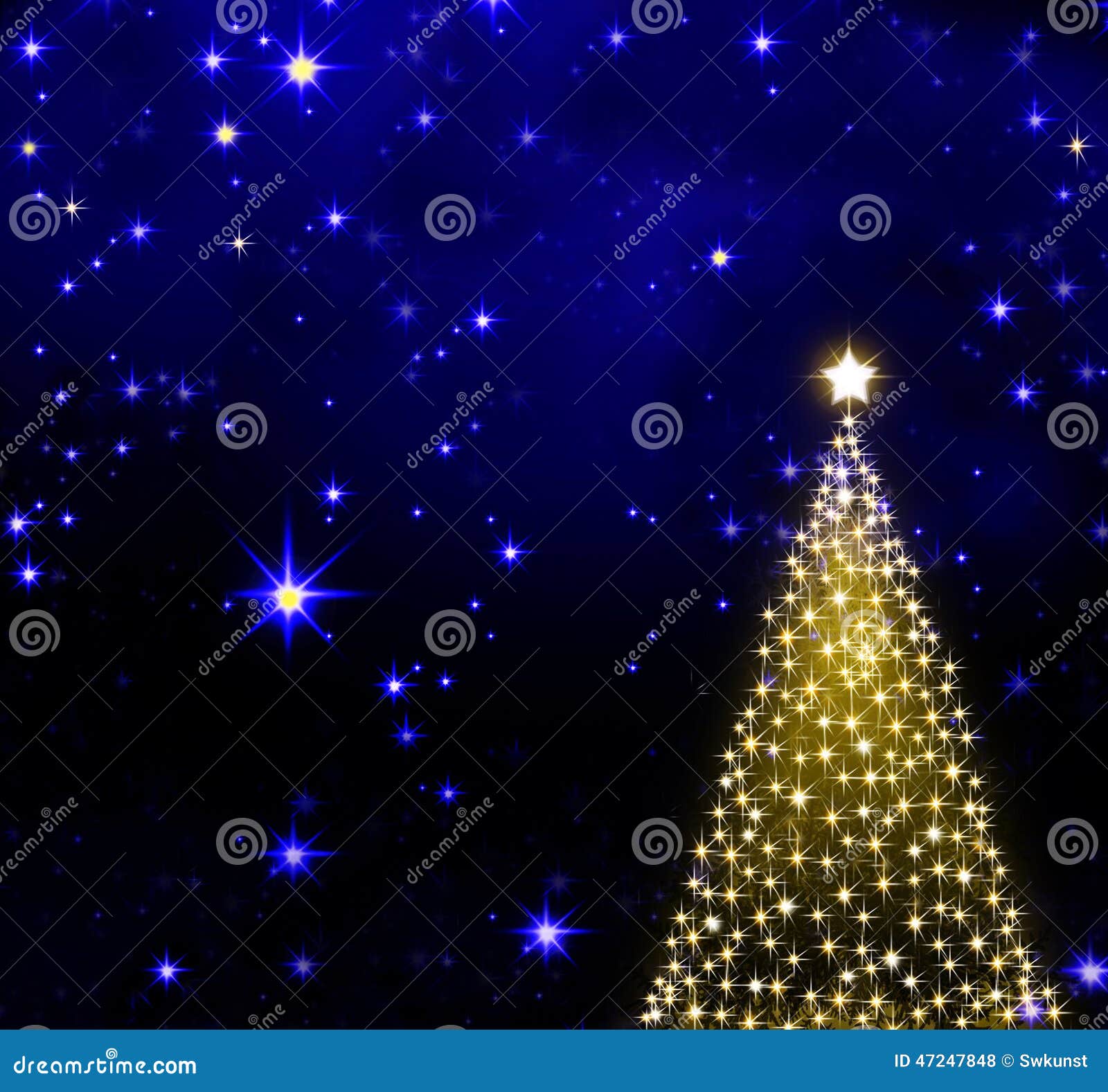 Christmas Tree on Stars Sky Background. Stock Illustration ...