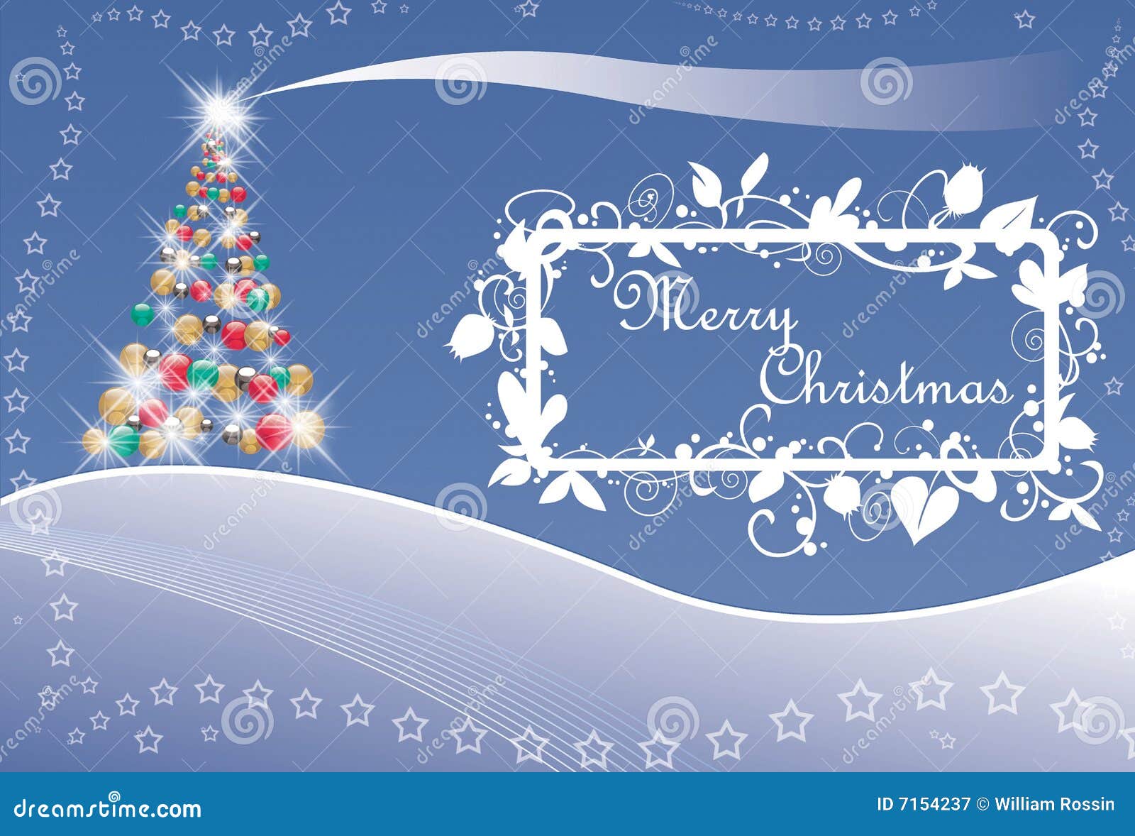 Christmas Tree and Stars with Text Stock Illustration - Illustration of ...