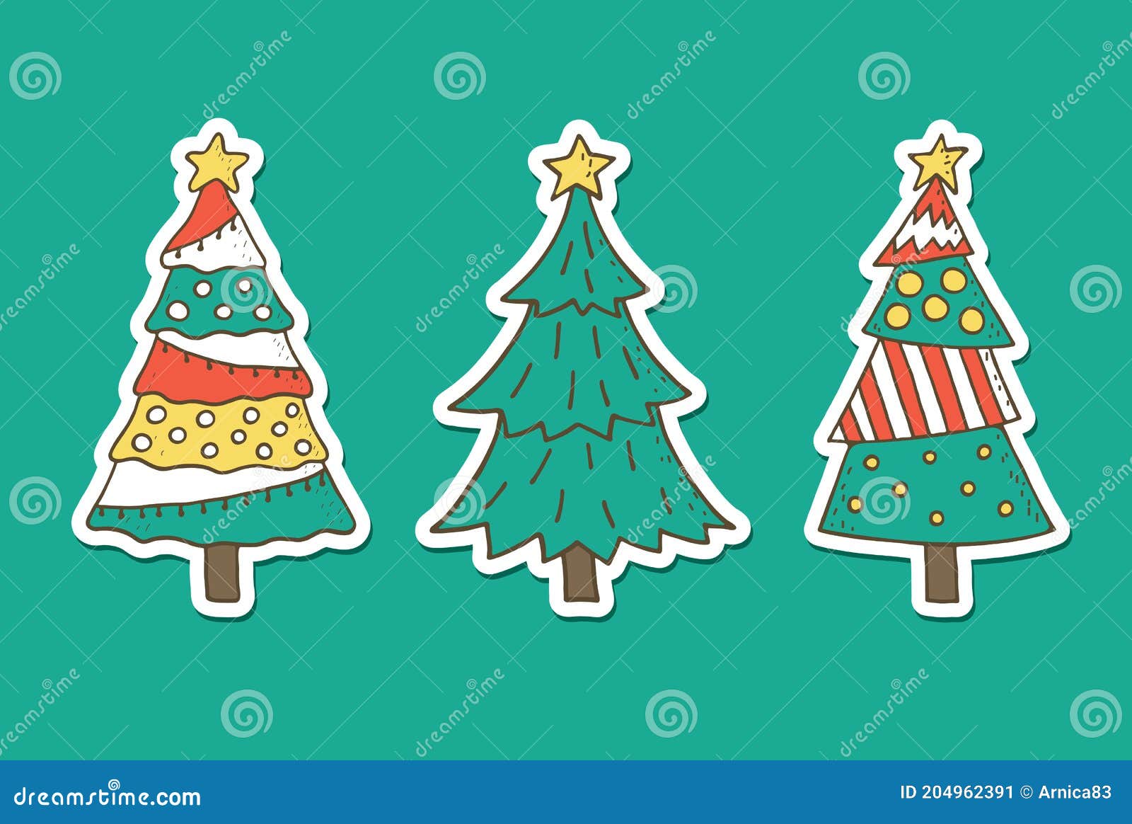 Christmas Tree Stickers Set Stock Vector - Illustration of element ...