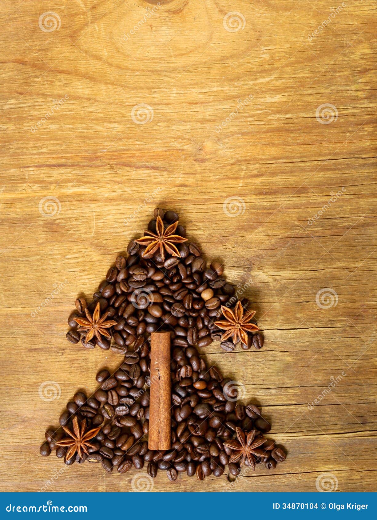 Christmas Tree Stylistic Symbol of the Coffee Bean, Cinnamon Stock ...