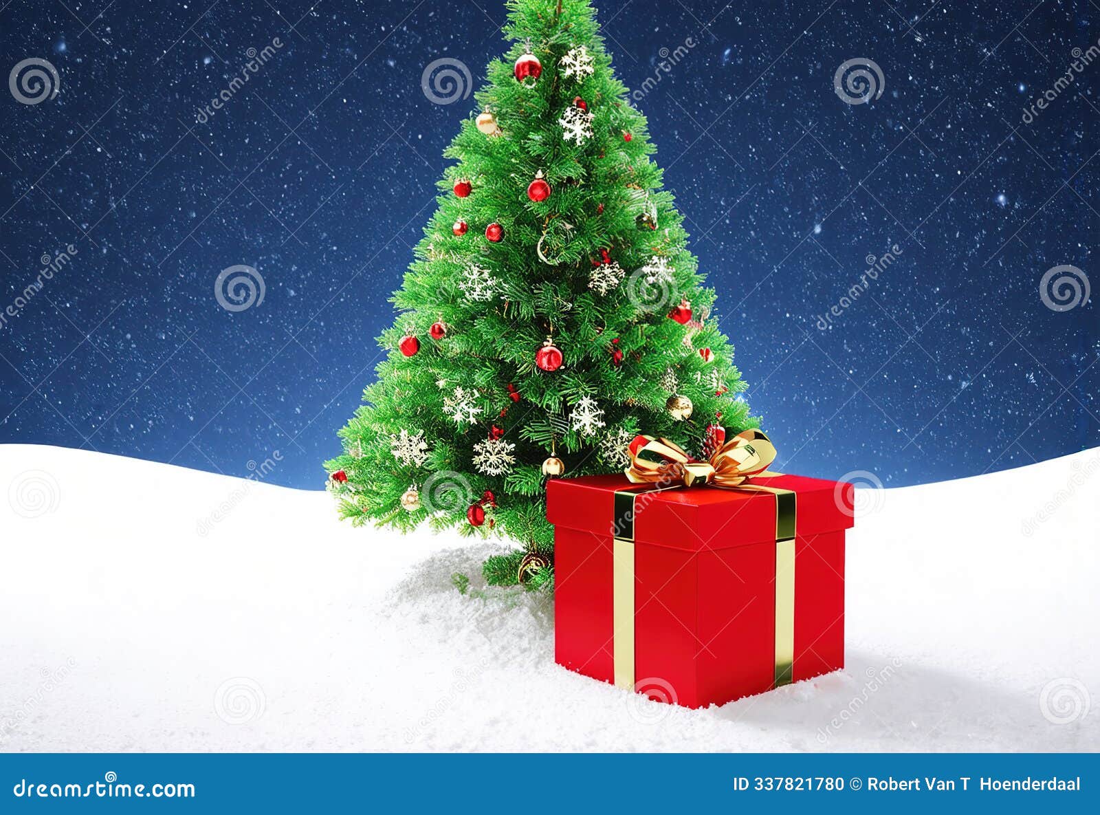 Christmas Tree Surround by Snow with Presents Around Wallpaper at 24-9 ...