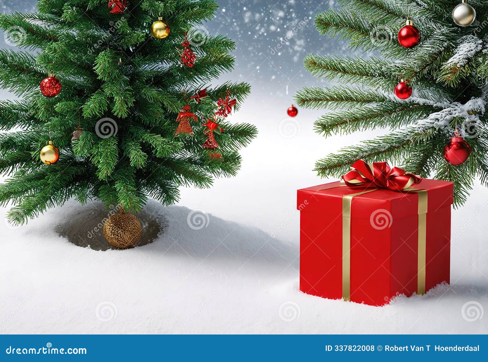 Christmas Tree Surround by Snow with Presents Around Wallpaper at 24-9 ...