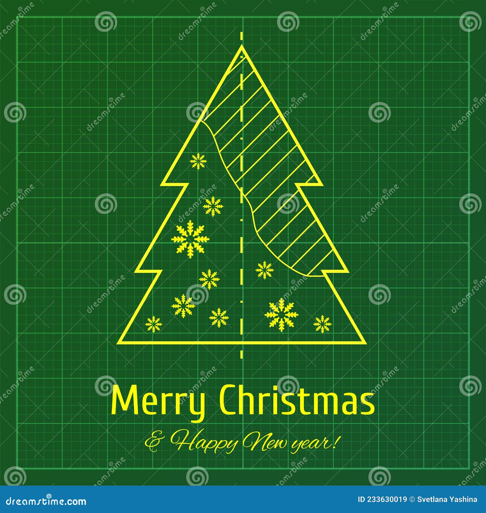 Christmas Tree Technical Blueprint Drawing Vector Illustration Stock ...