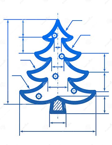 Christmas Tree Symbol with Dimension Lines Stock Vector - Illustration ...