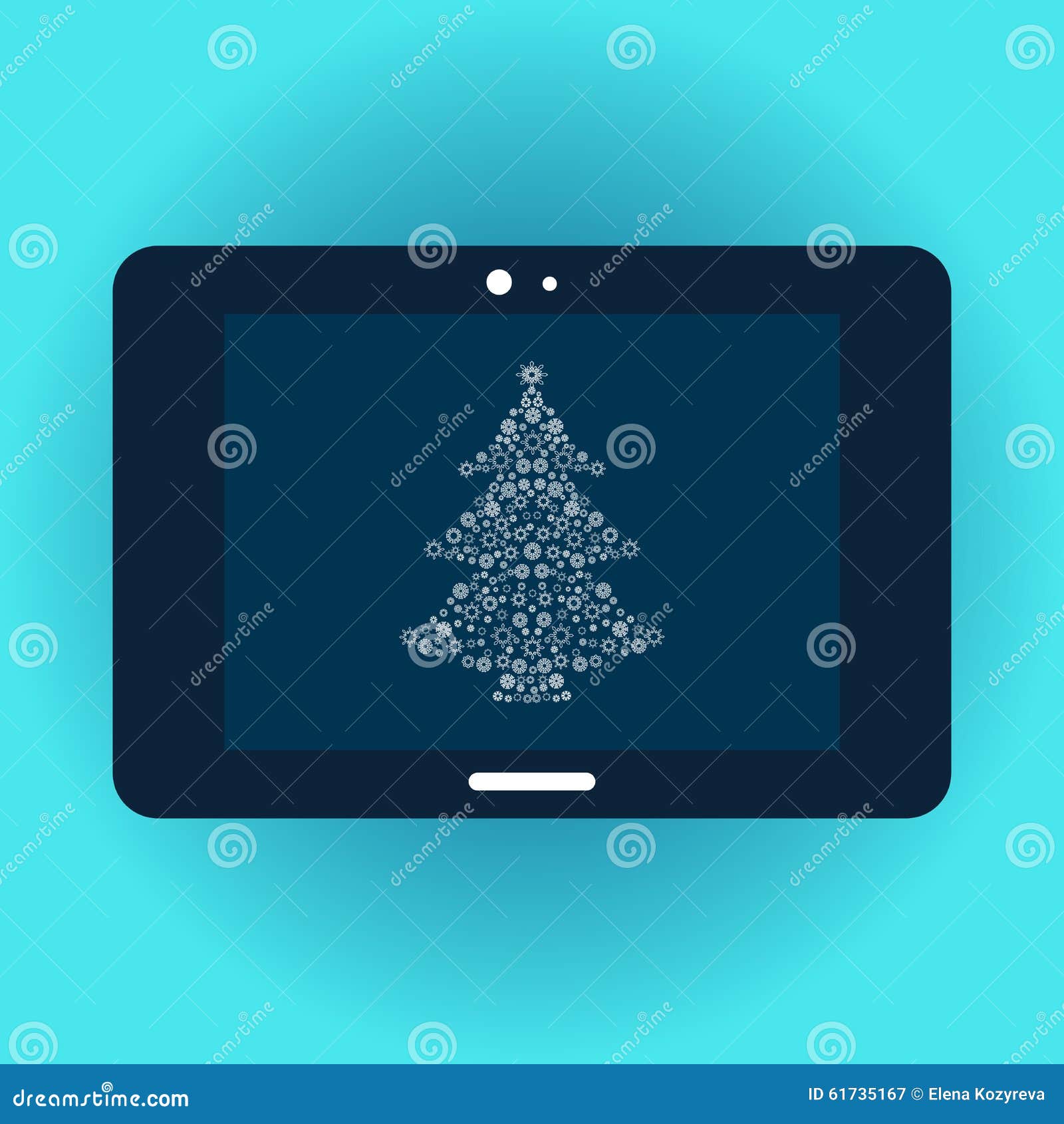 Christmas Tree on Tablet Screen Stock Vector - Illustration of screen ...