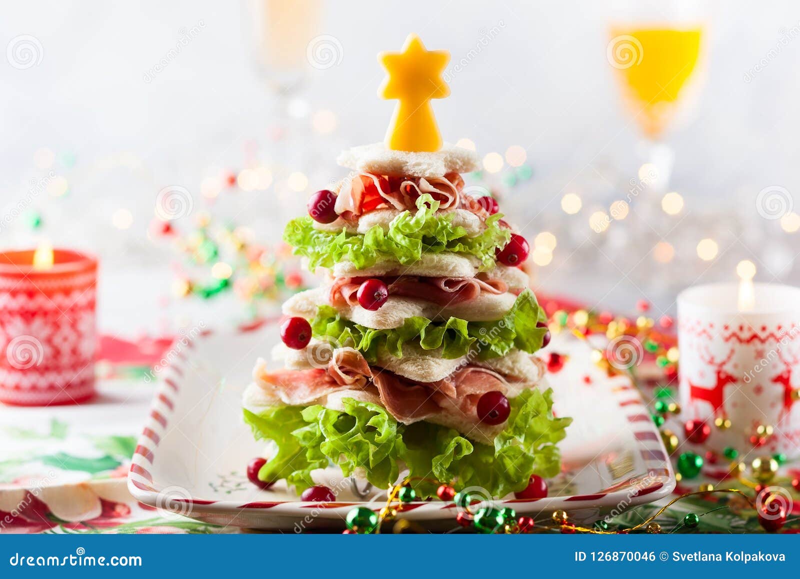 Christmas tree appetizer stock photo. Image of shape - 126870046