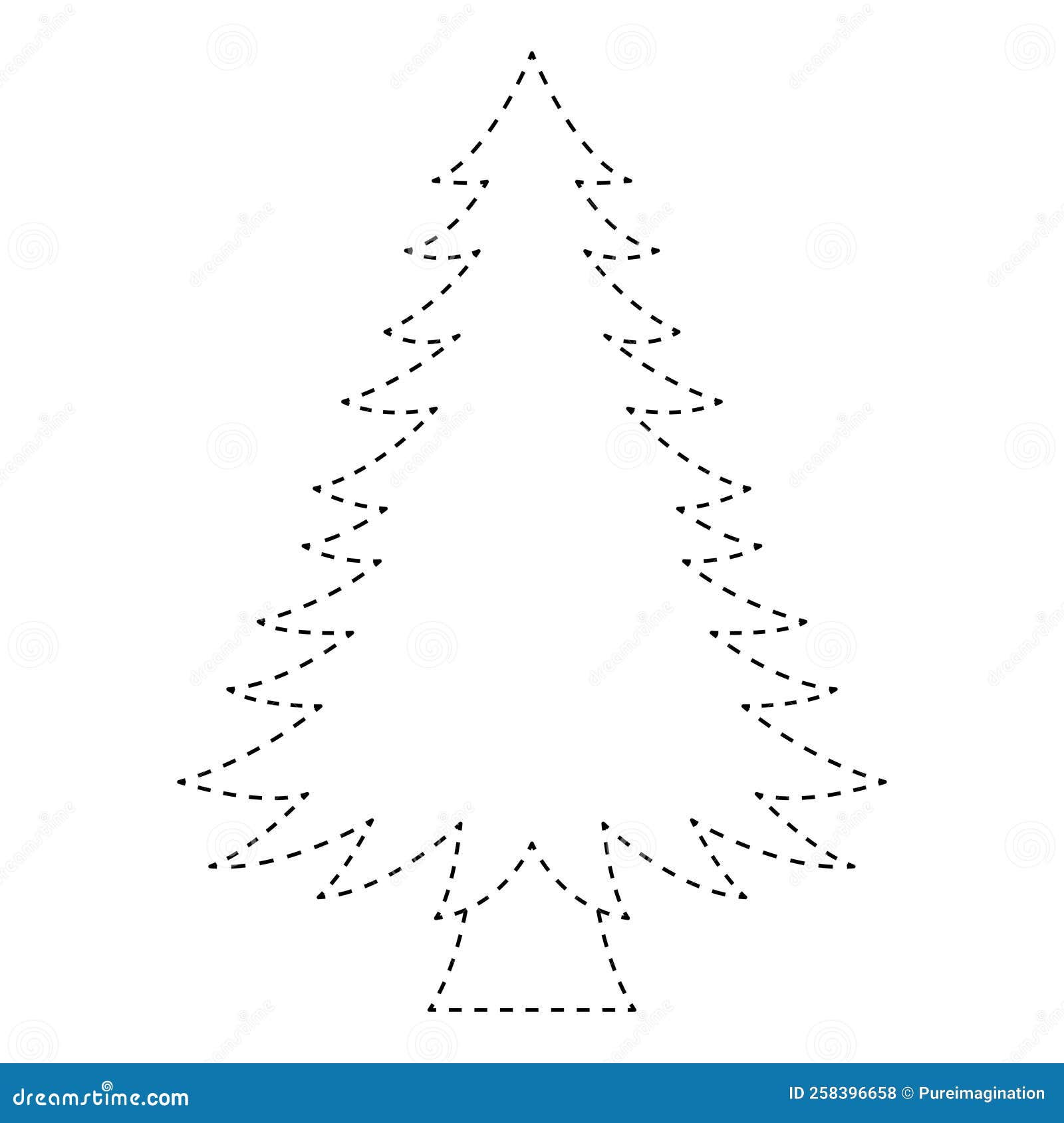 Christmas Tree Tracing Worksheet for Kids Stock Vector - Illustration ...