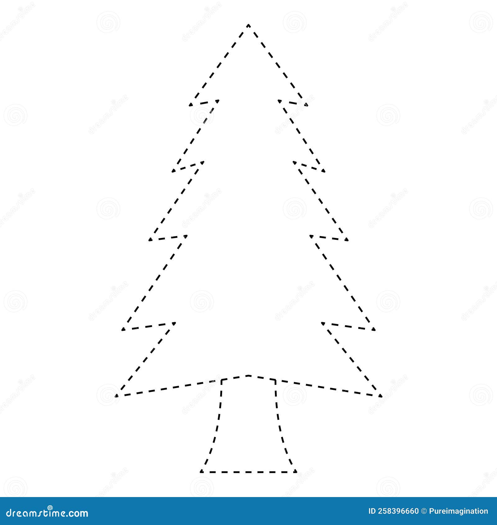 Christmas Tree Tracing Worksheet for Kids Stock Vector - Illustration ...