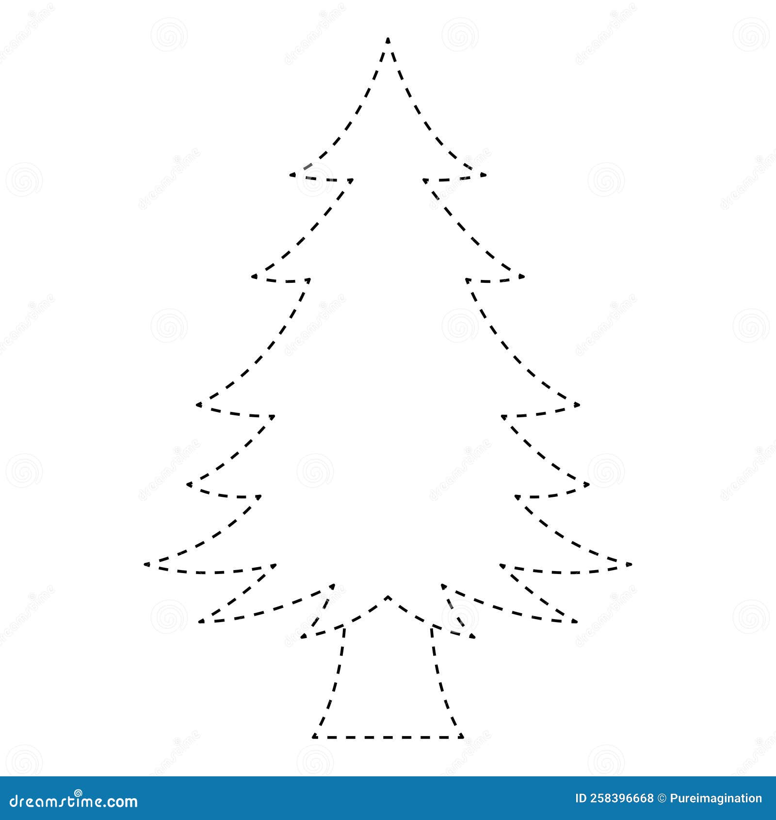 Christmas Tree Tracing Worksheet for Kids Stock Illustration ...