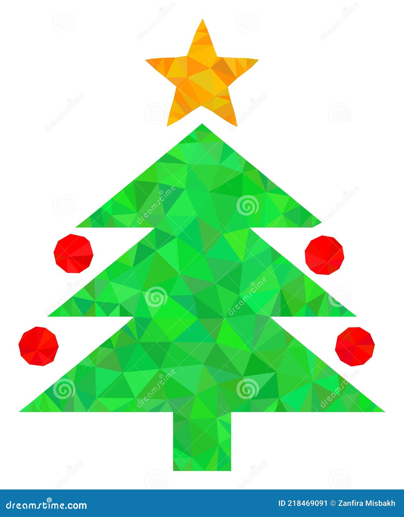 Christmas Tree Triangle Lowpoly Flat Icon Stock Vector - Illustration ...