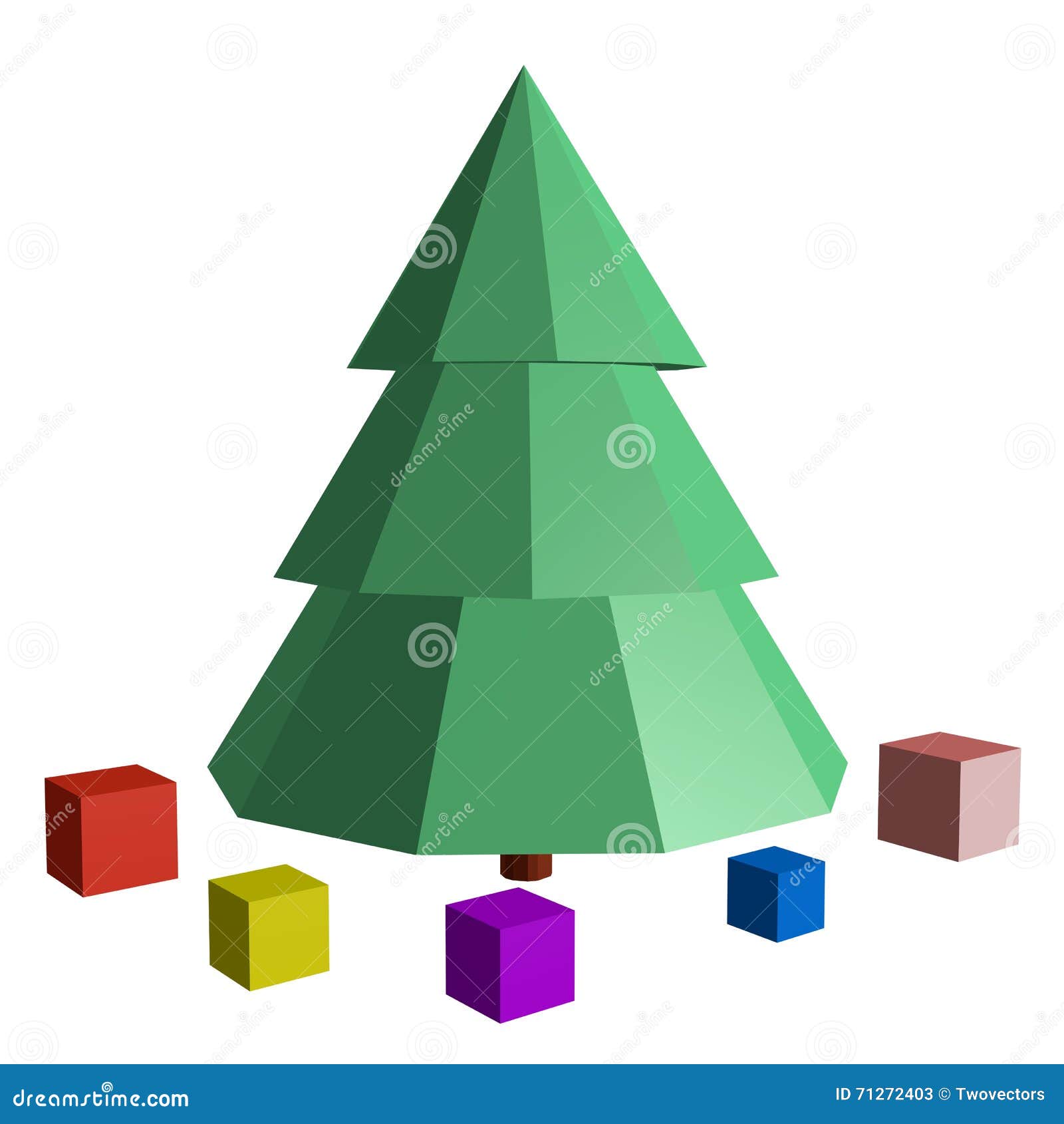 Christmas Tree; Triangular; Low Poly Stock Illustration - Illustration ...