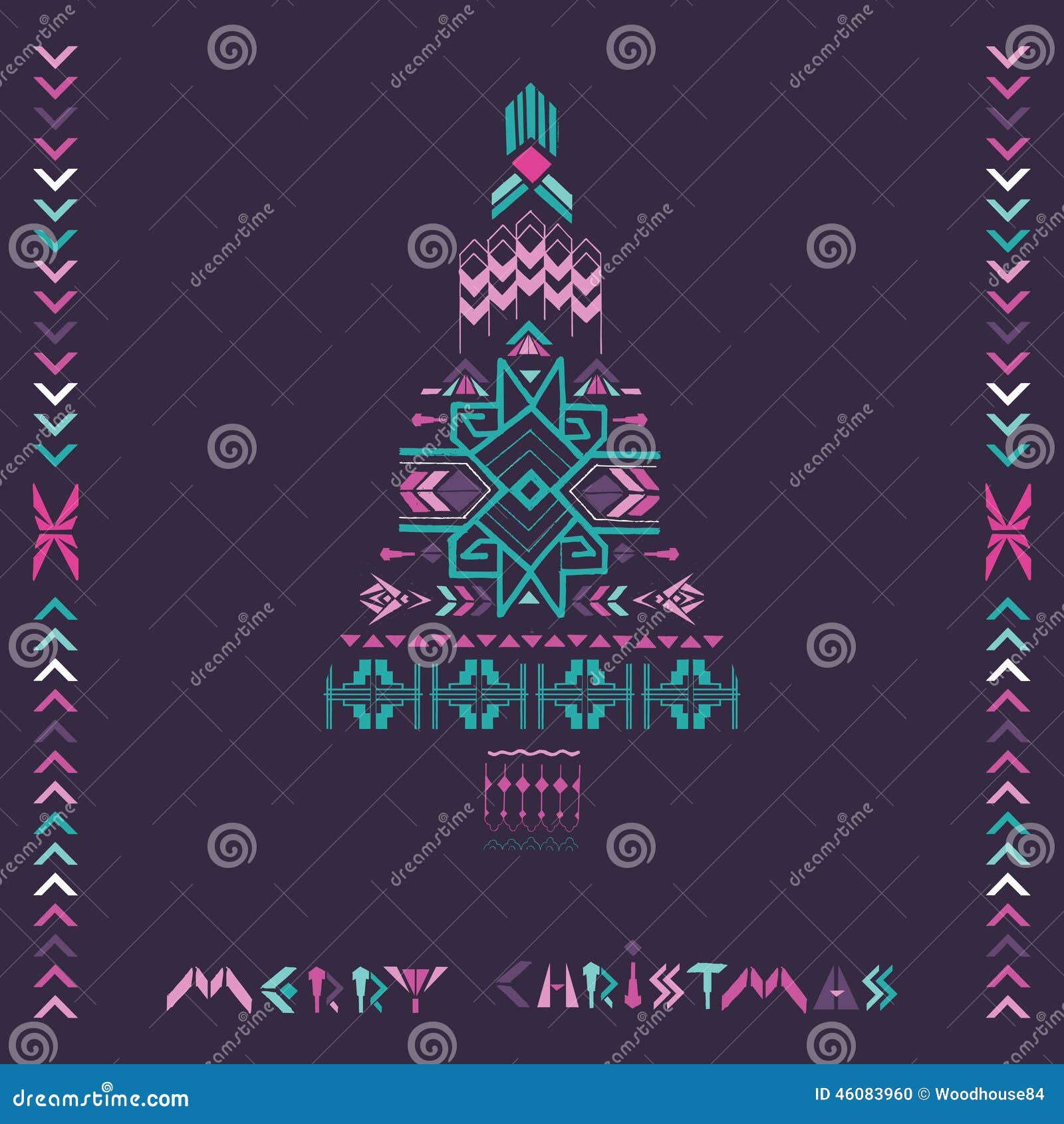 Christmas Tree - Tribal Vintage Aztec Theme Stock Vector - Illustration ...