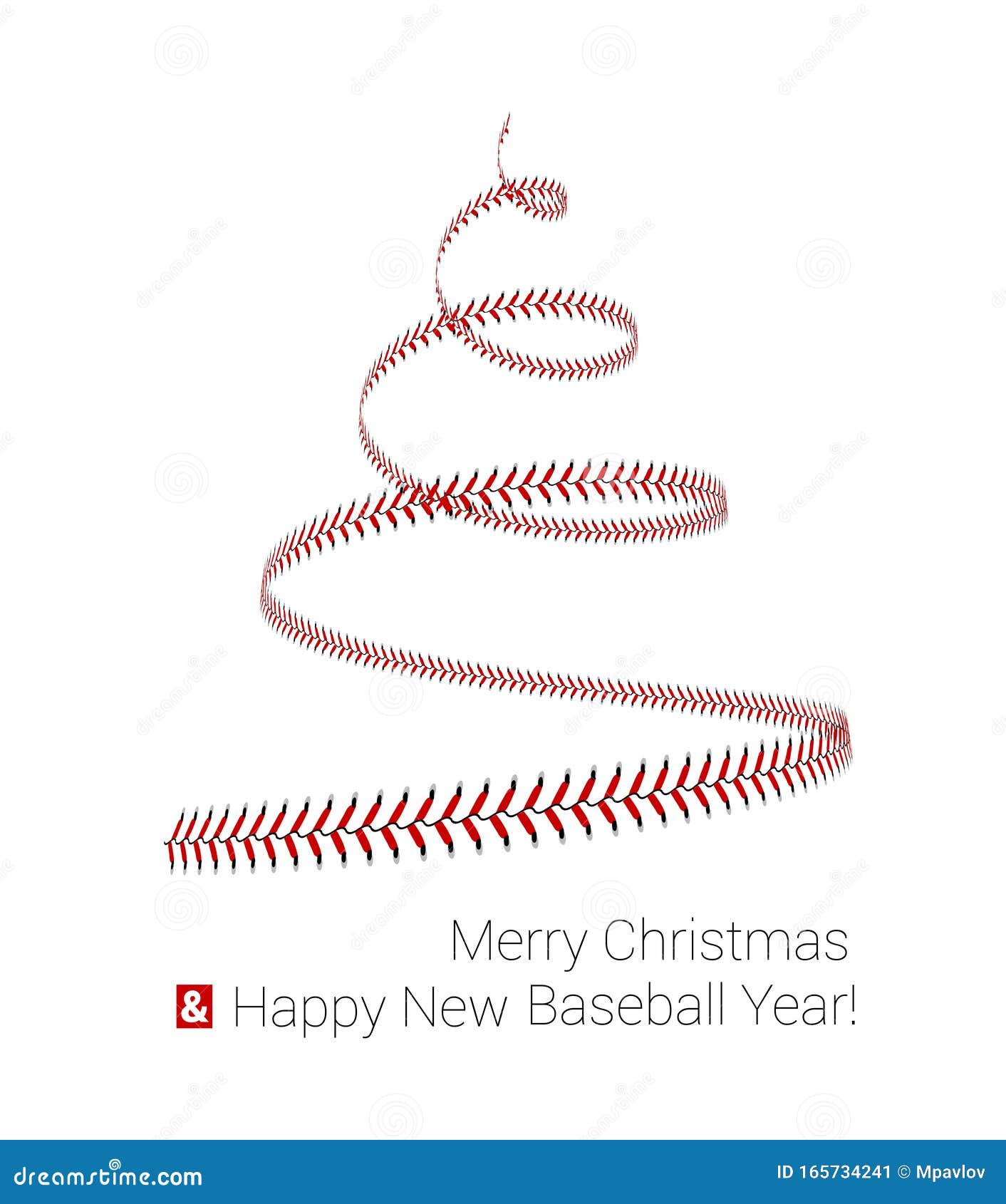 Christmas Tree Twisted in the Form of Lacing from a Baseball. Vector 3d ...