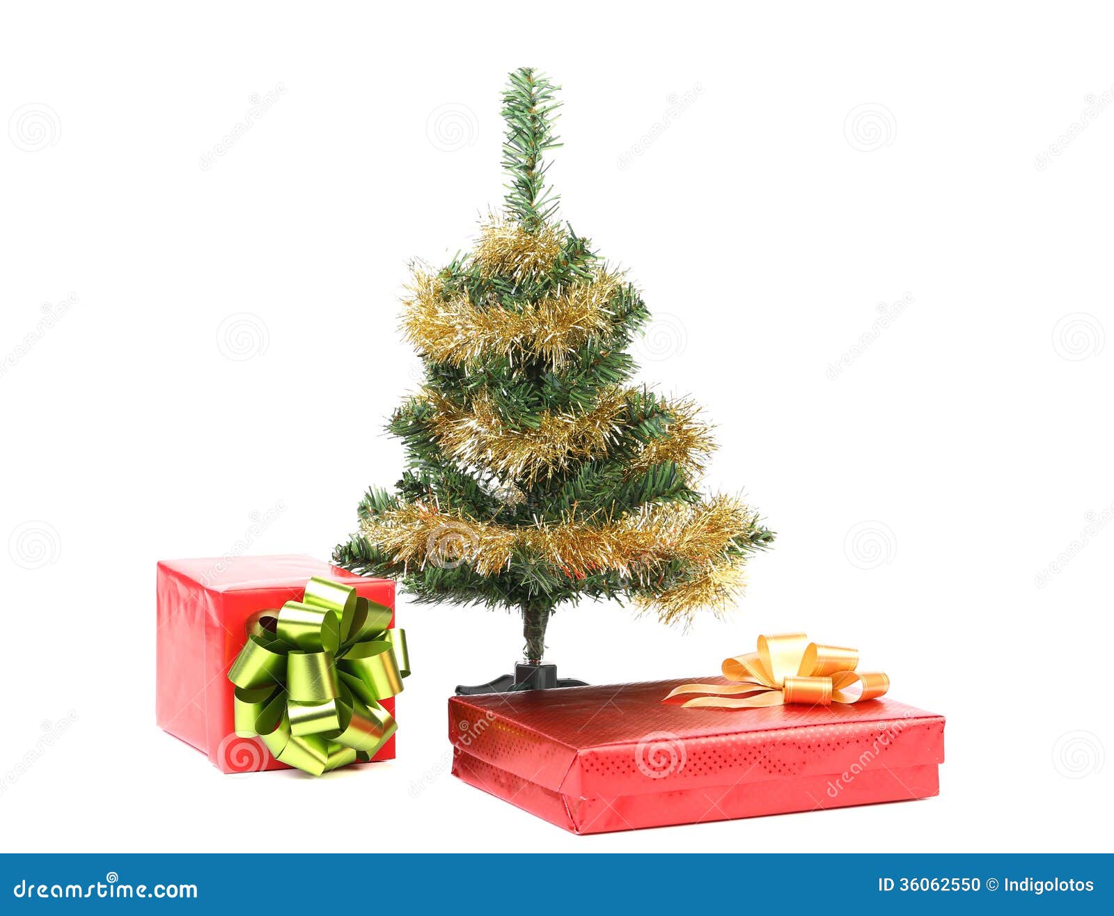 Christmas Tree with Two Present Boxes Stock Photo - Image of santa ...