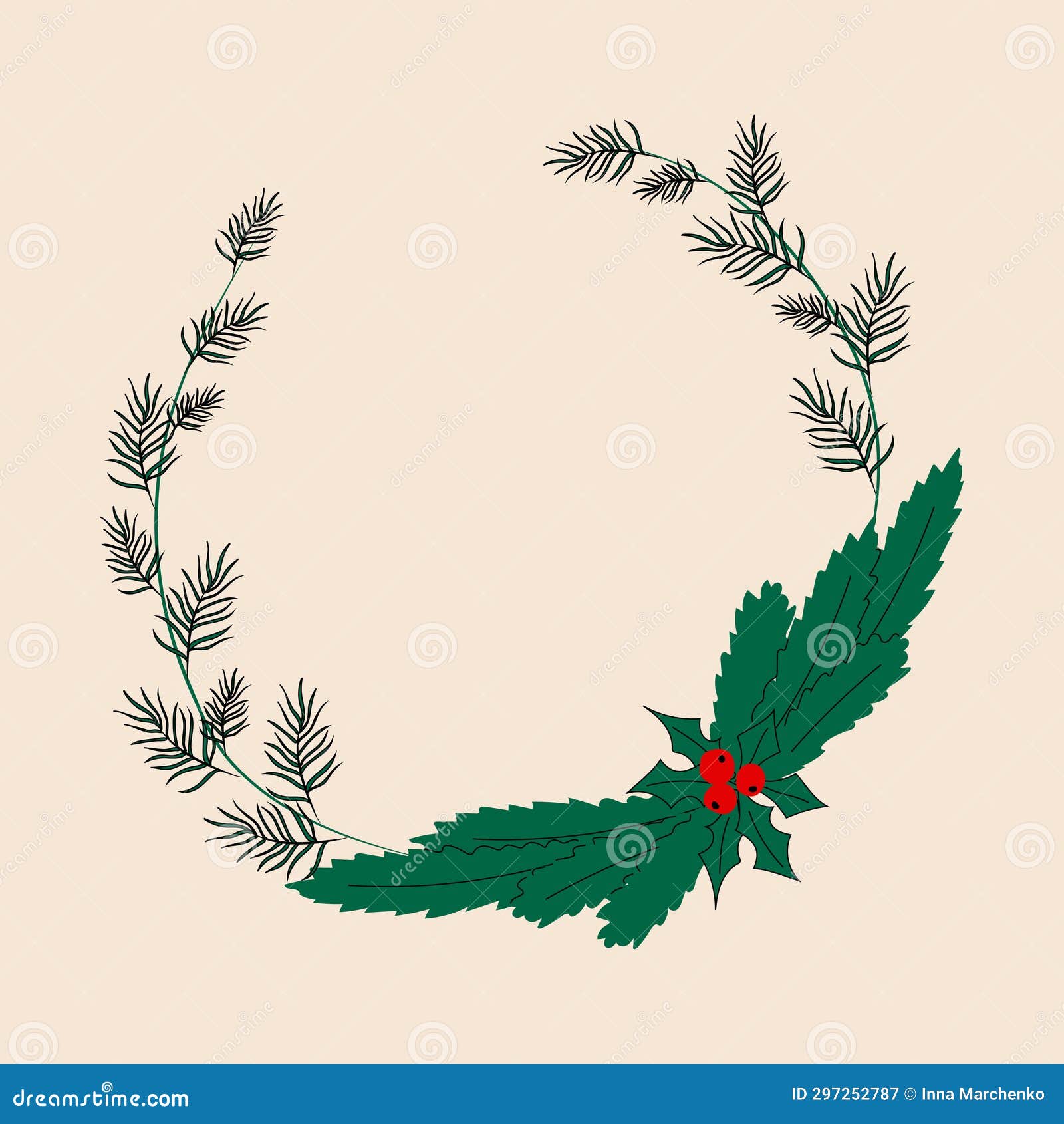 Christmas Tree Vector Branches. Winter Holiday Symbols Stock Vector ...