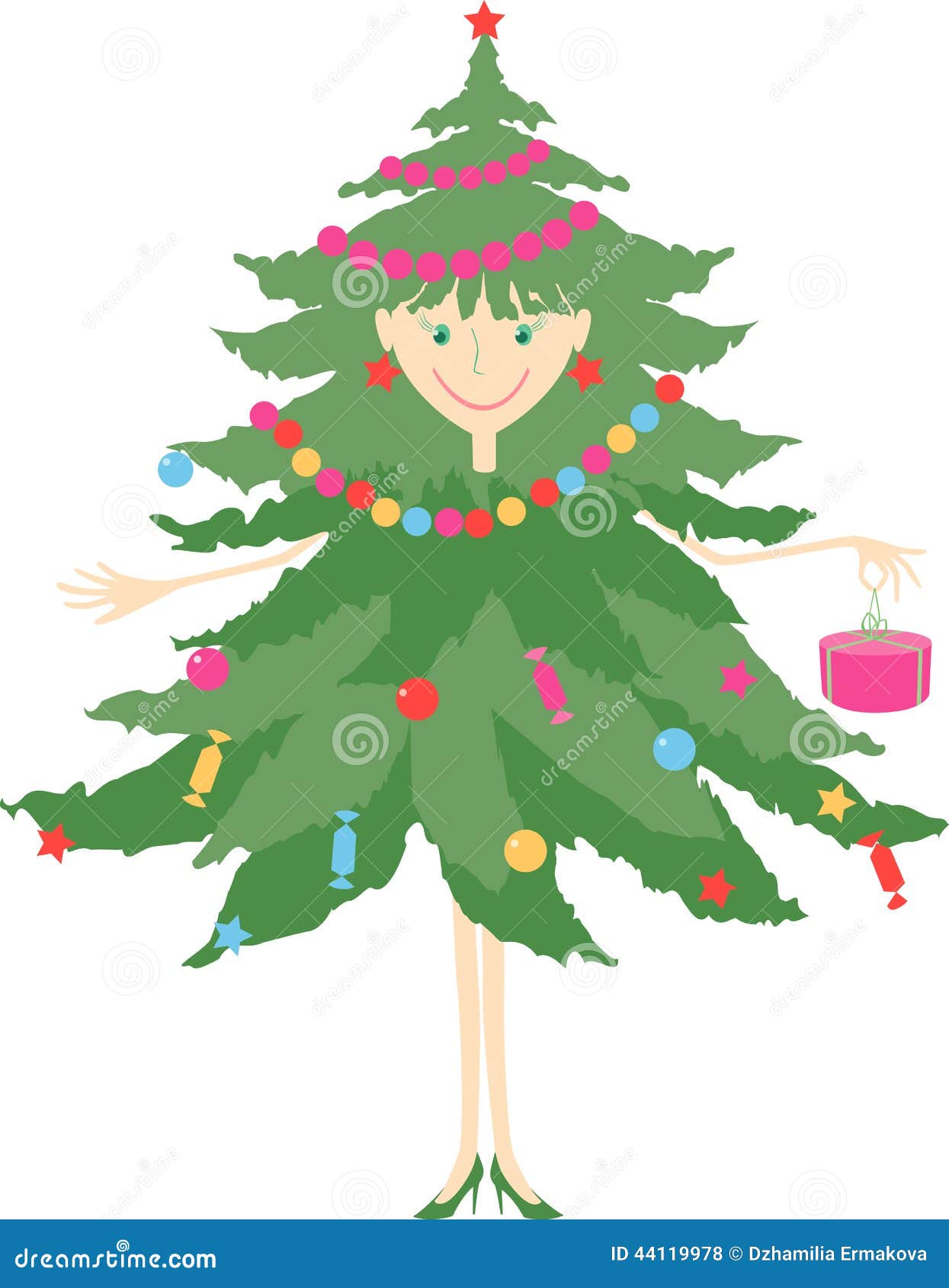 Christmas tree stock vector. Illustration of evergreen - 44119978