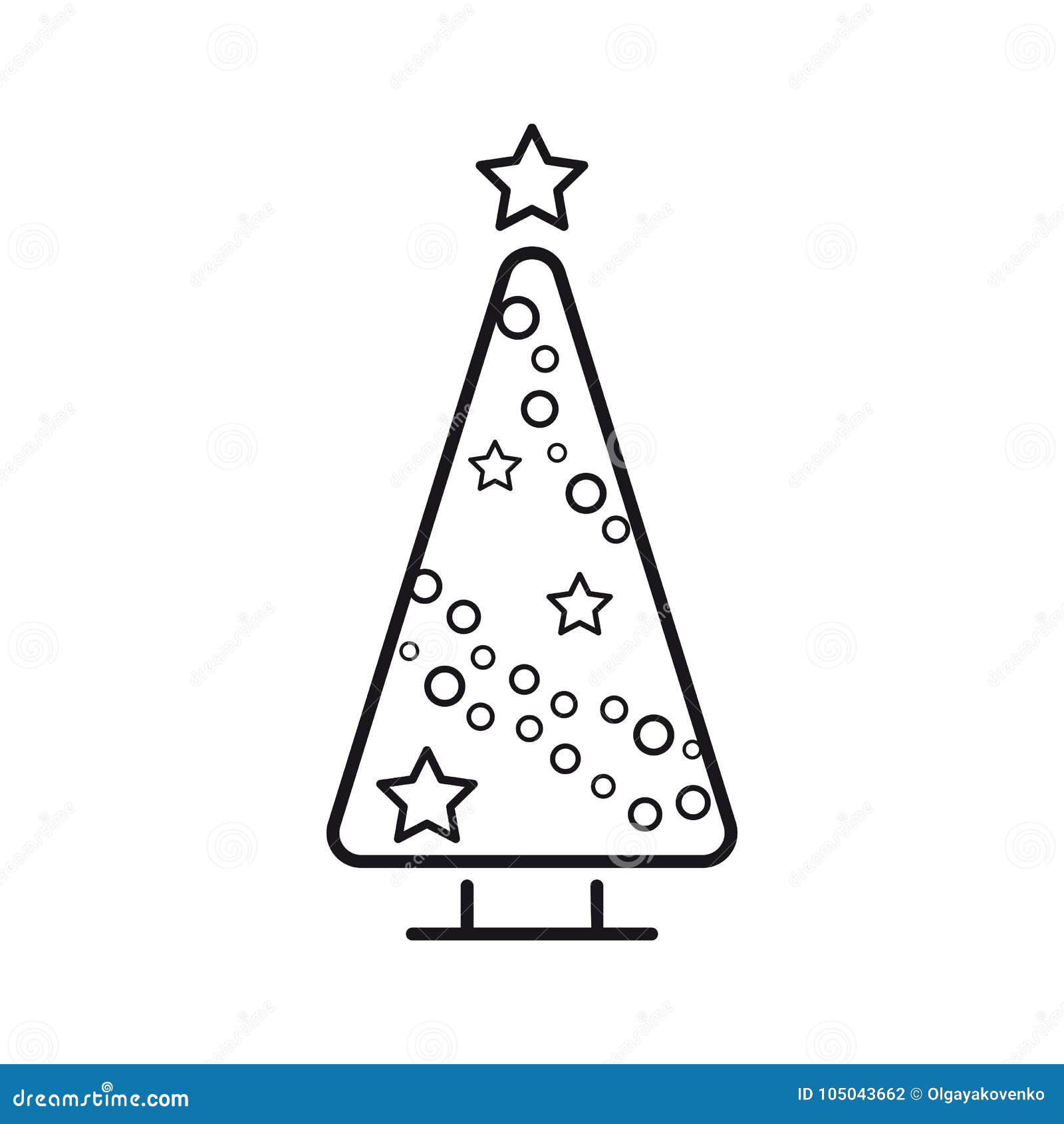 Christmas Tree, Line Icon on a White Background. Stock Vector ...