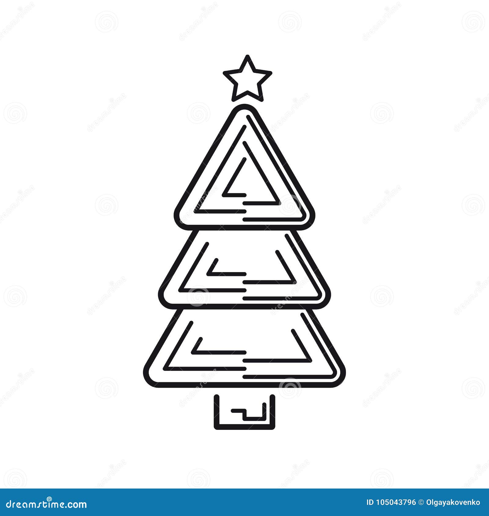 Christmas Tree, Line Icon on a White Background. Stock Vector ...