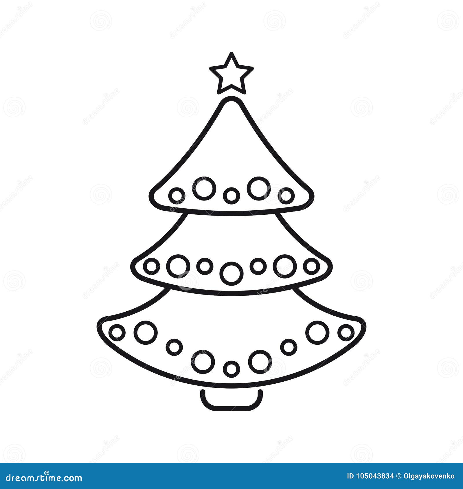 Christmas Tree, Line Icon on a White Background. Stock Vector ...