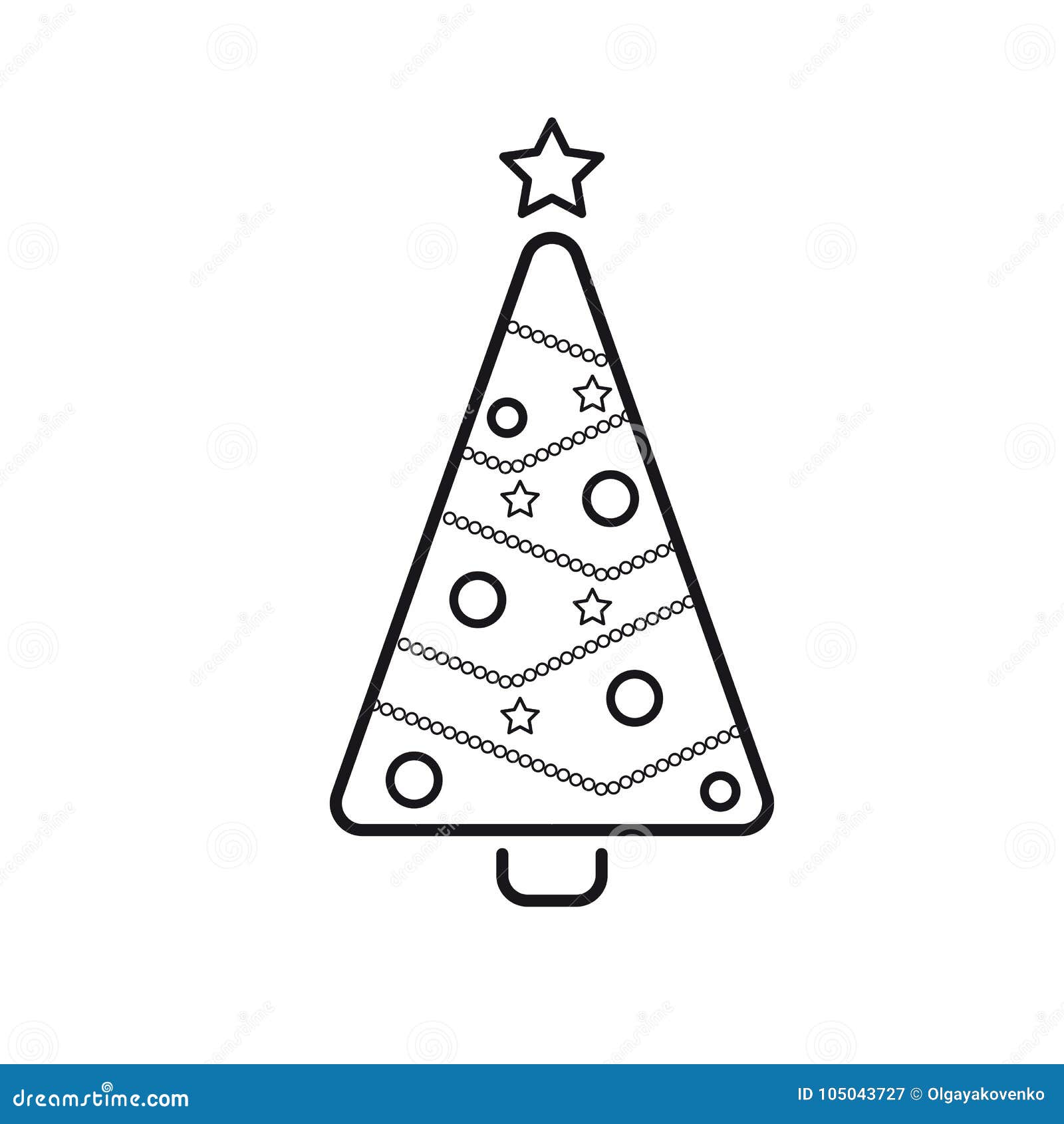 Christmas Tree, Line Icon on a White Background. Stock Vector ...