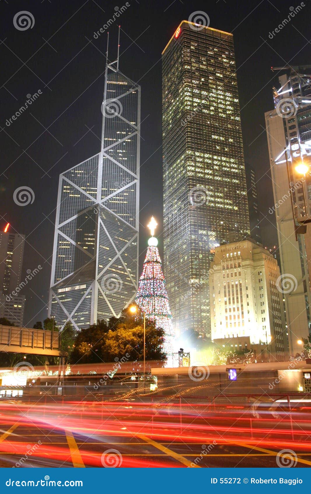 Christmas Tree Vs Skyscrapers Stock Photo - Image of building, season ...