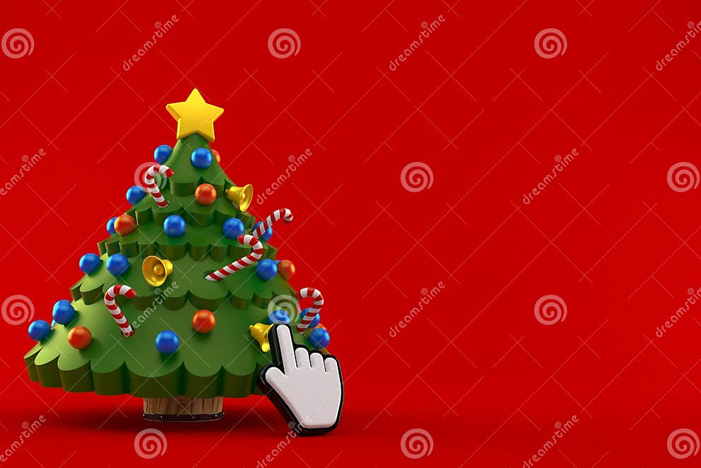 Christmas Tree with Web Cursor Stock Illustration - Illustration of ...
