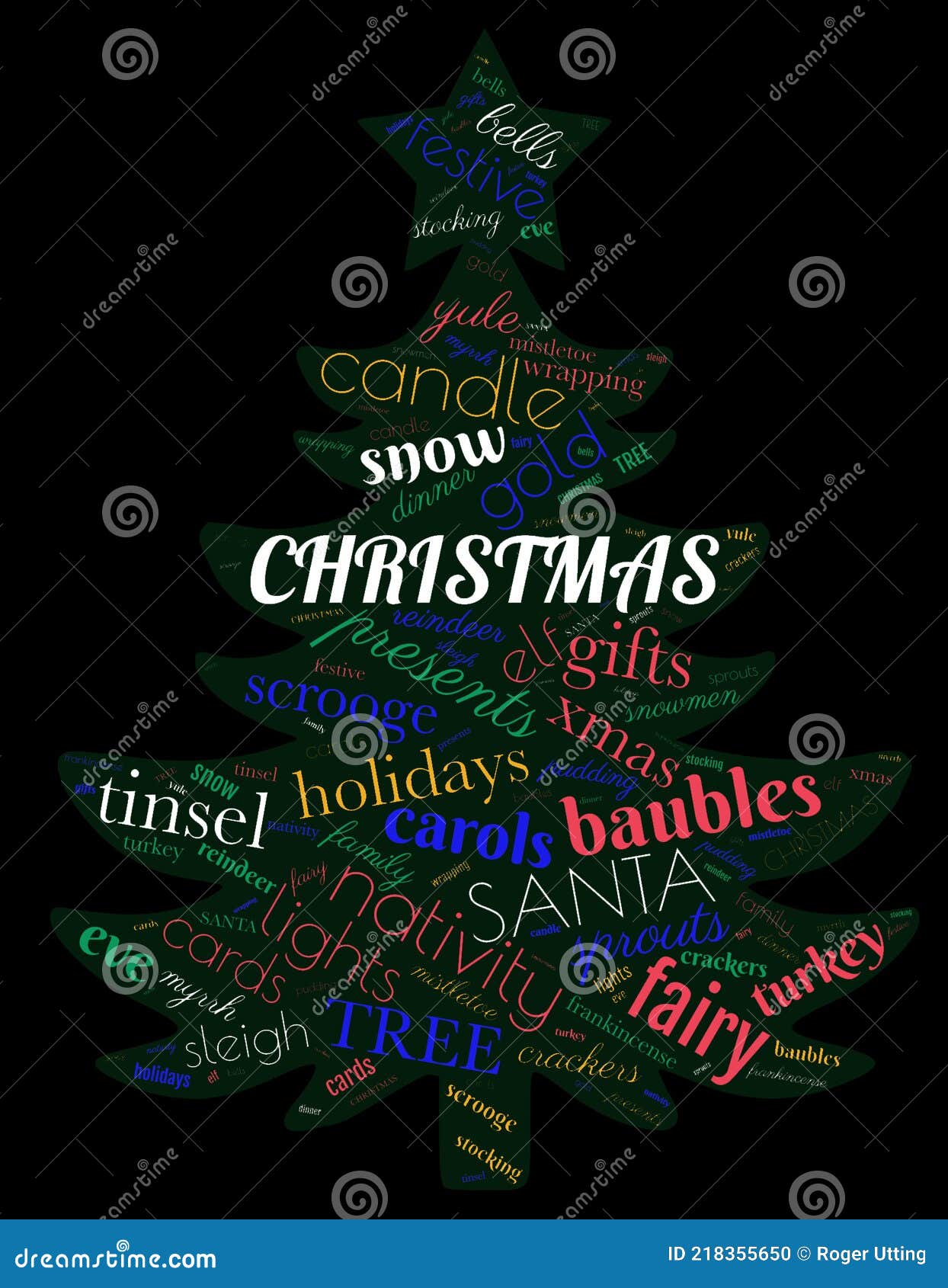 Christmas tree word cloud stock illustration. Illustration of christian ...