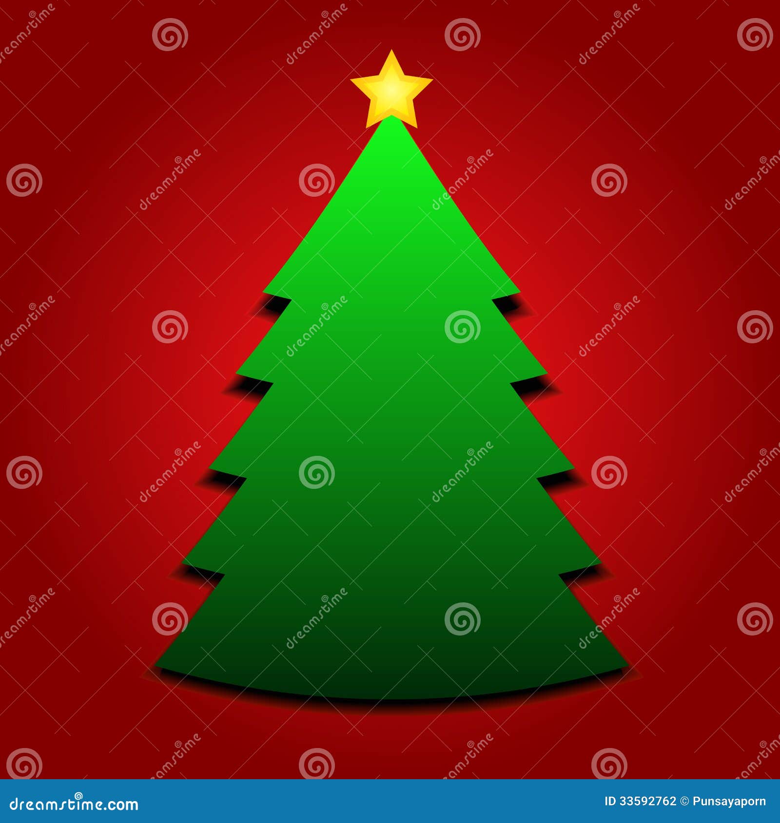 Christmas Tree with Yellow Star Stock Vector - Illustration of grunge ...