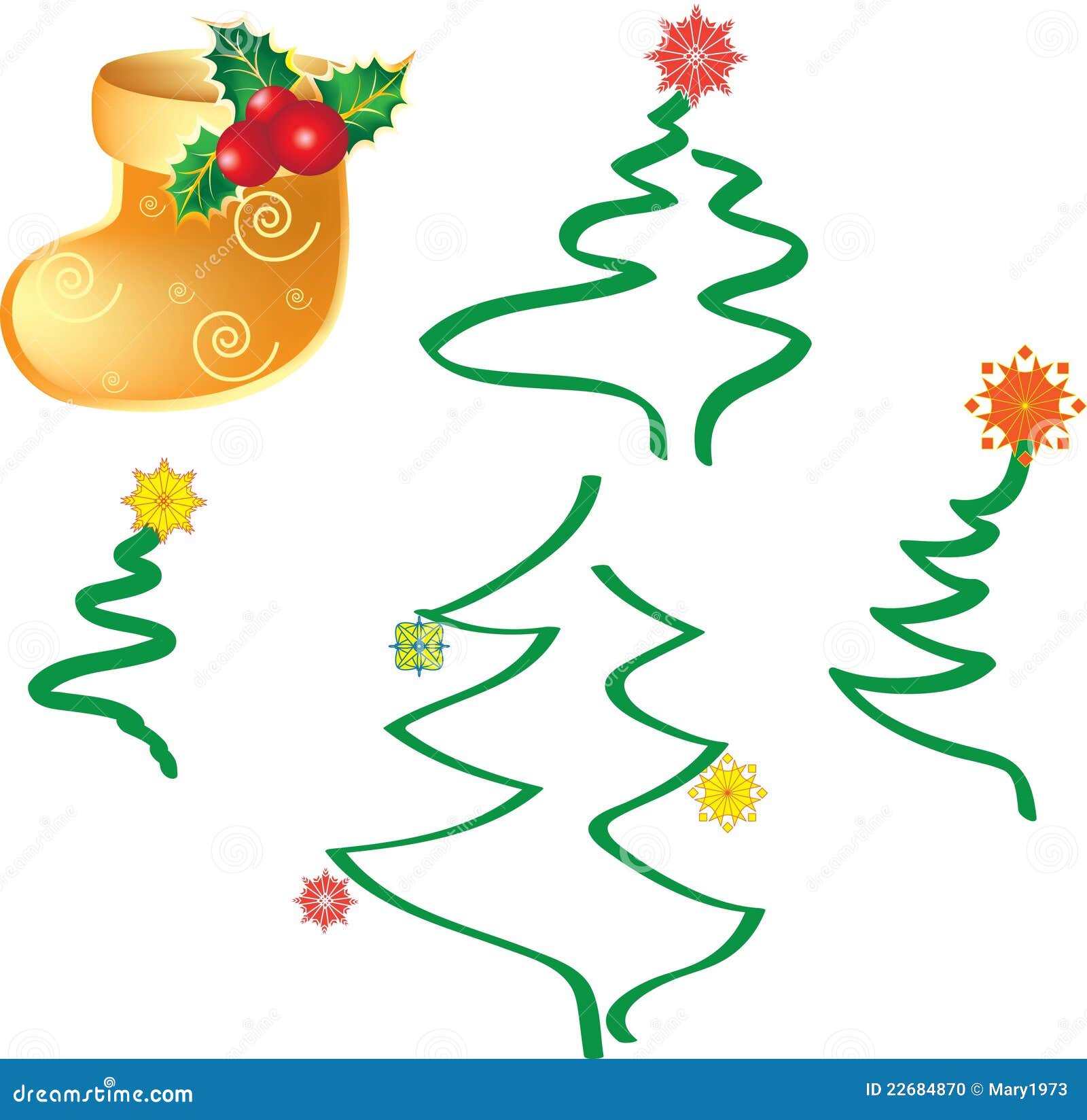 Christmas Trees and Christmas Sock, Vector Stock Vector - Illustration ...